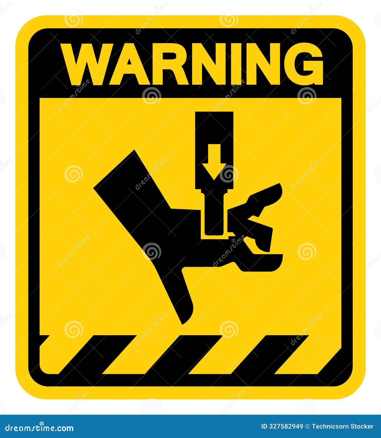 Hand Crush Force from Above Warning Sign, Vector Illustration, Isolate ...