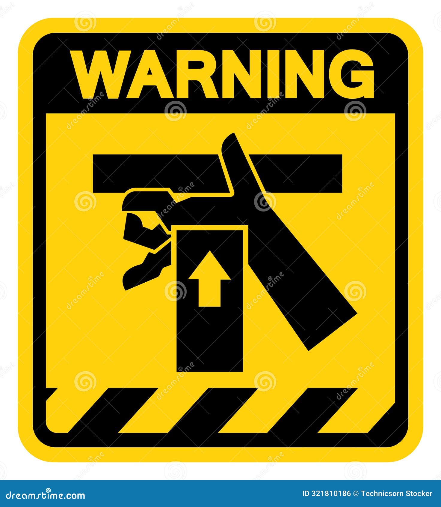 Hand Crush Force from Below Warning Sign, Vector Illustration, Isolate ...