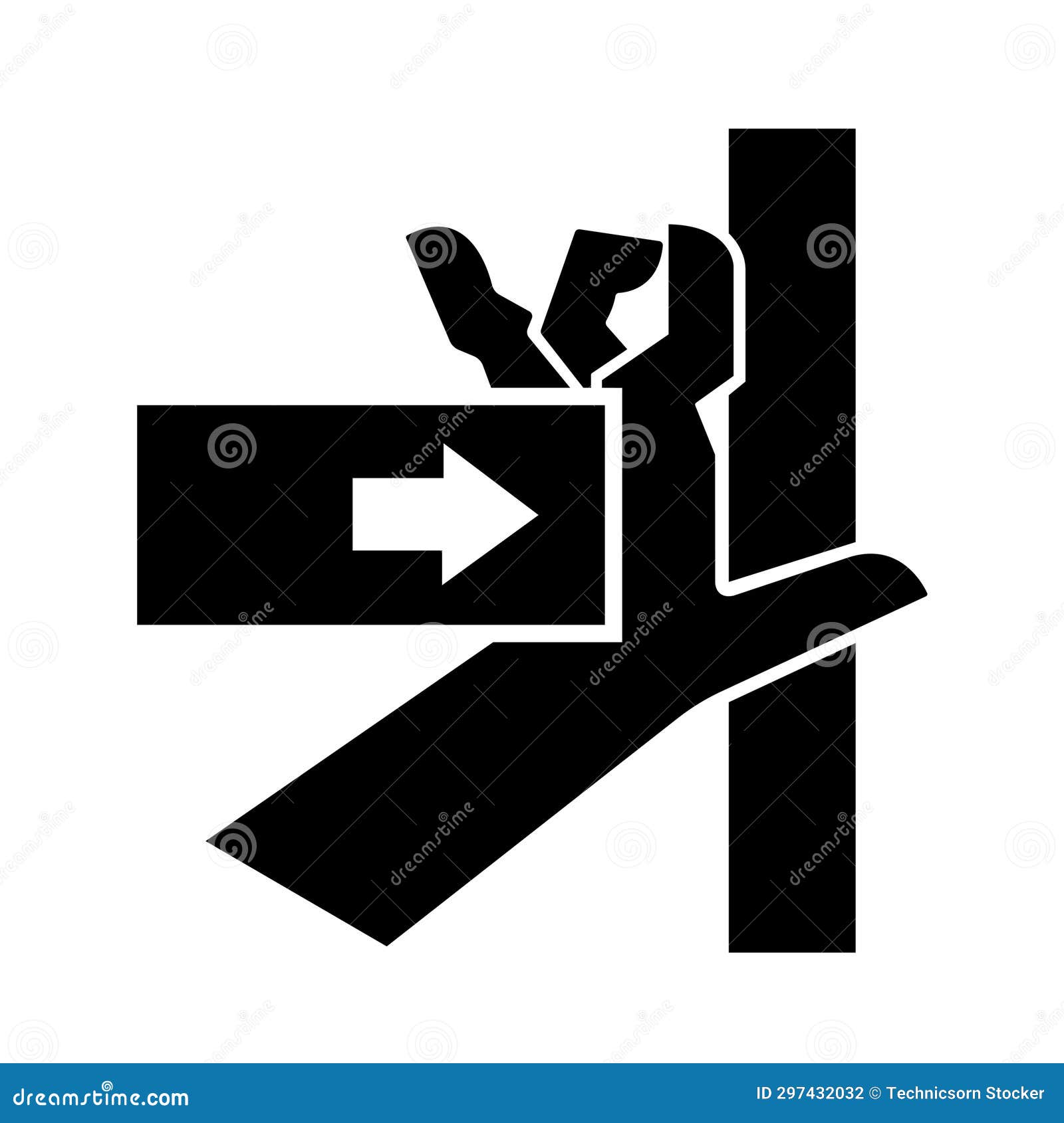 Hand Crush Force from Left Black Icon,Vector Illustration, Isolate on ...