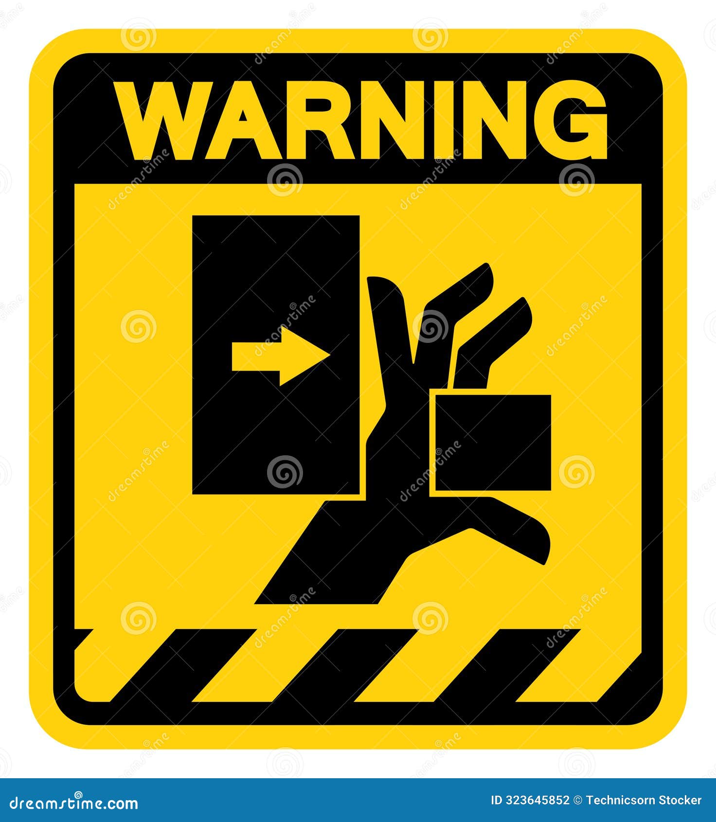 Hand Crush Force from Left Warning Sign, Vector Illustration, Isolate ...