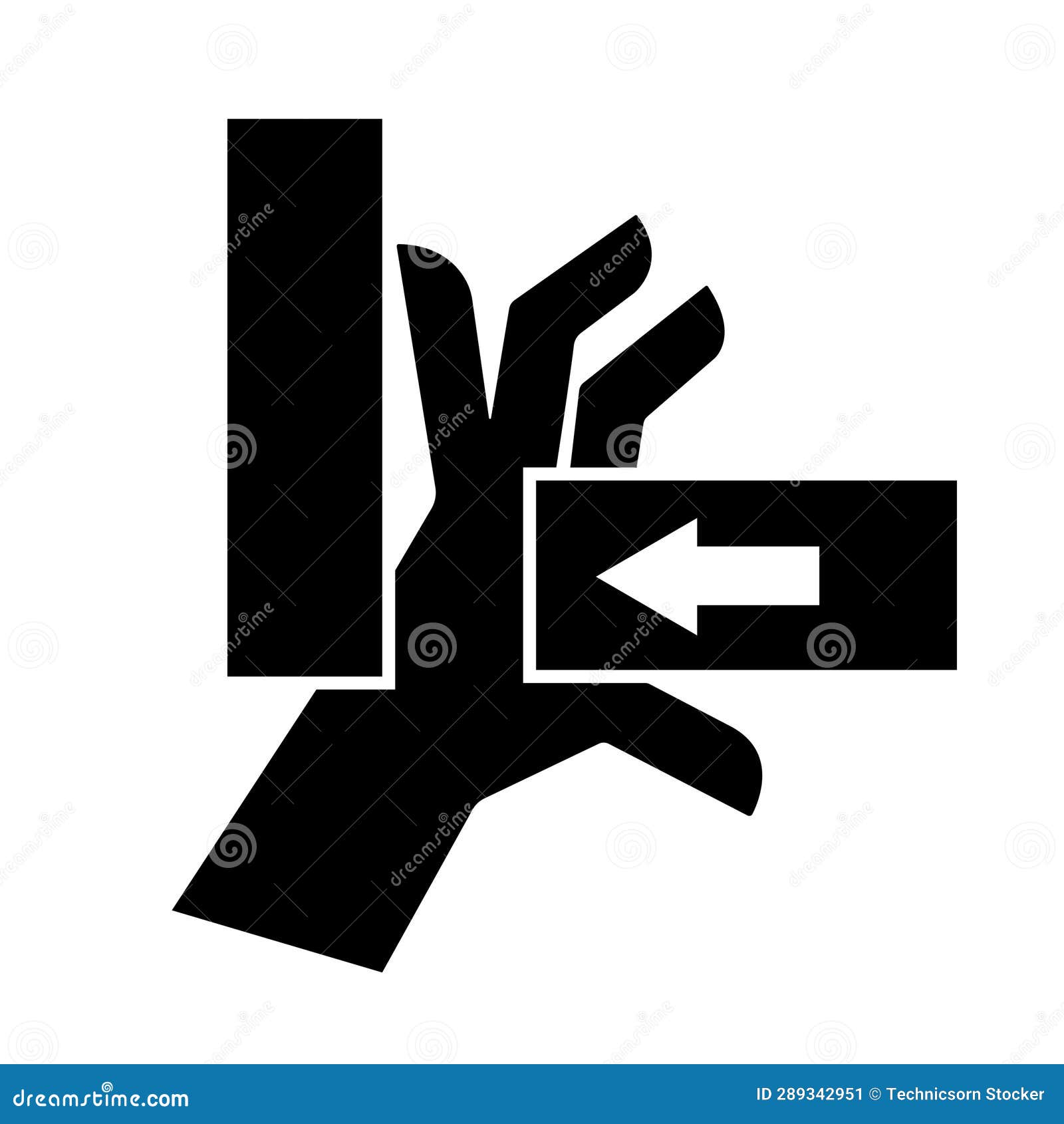 Hand Crush Force from Right Black Icon ,Vector Illustration, Isolate on ...