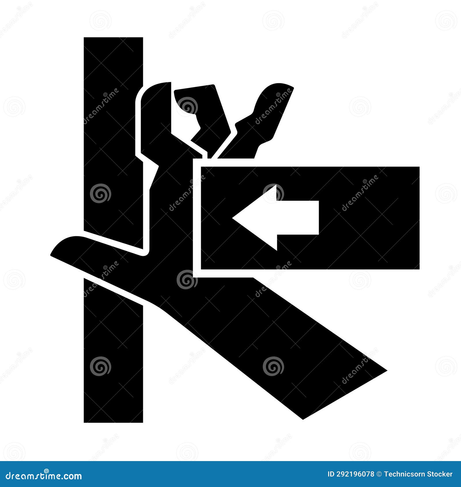 Hand Crush Force from Right Black Icon,Vector Illustration, Isolate on ...