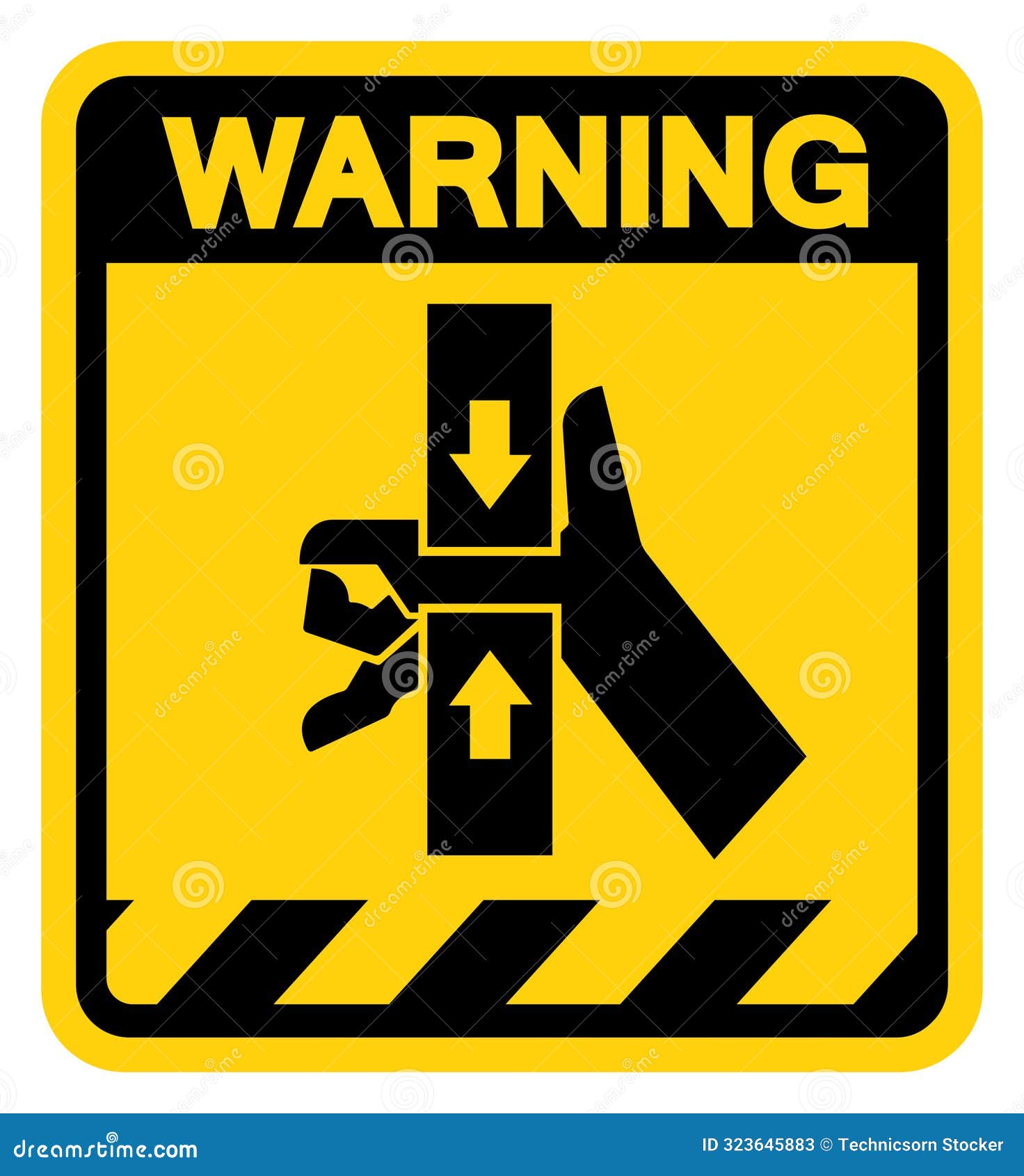 Hand Crush Force from Top and Bottom Warning Sign, Vector Illustration ...