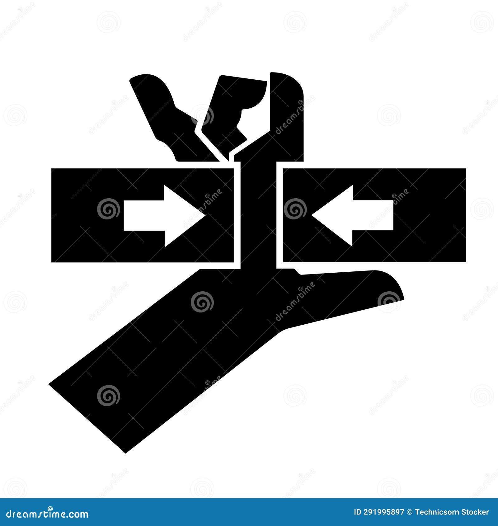 Hand Crush Force from Two Sides Black Icon,Vector Illustration, Isolate ...