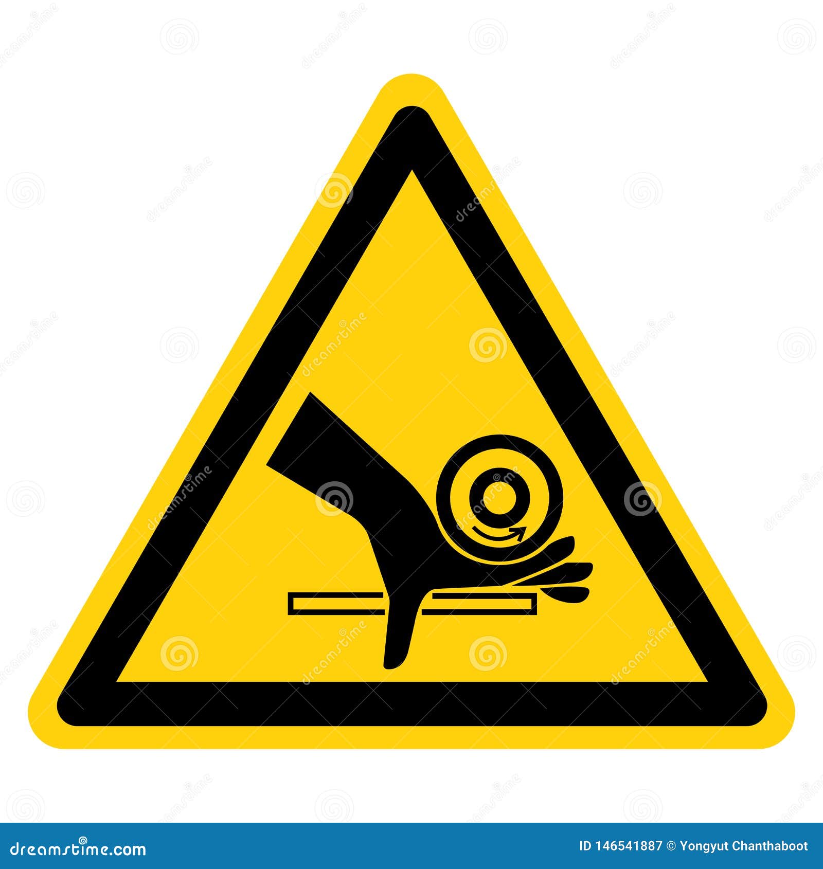 Hand Crush Sign. Hand Injury Sign. Pinched Hand Sign. Warning Yellow ...