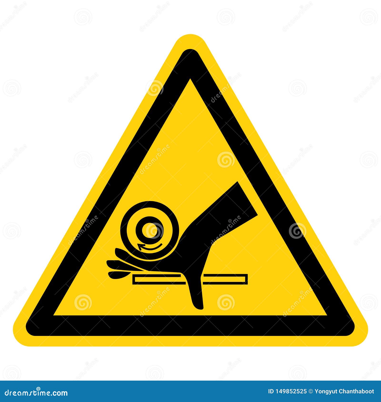 Hand Crush Sign. Hand Injury Sign. Pinched Hand Sign. Warning Yellow ...