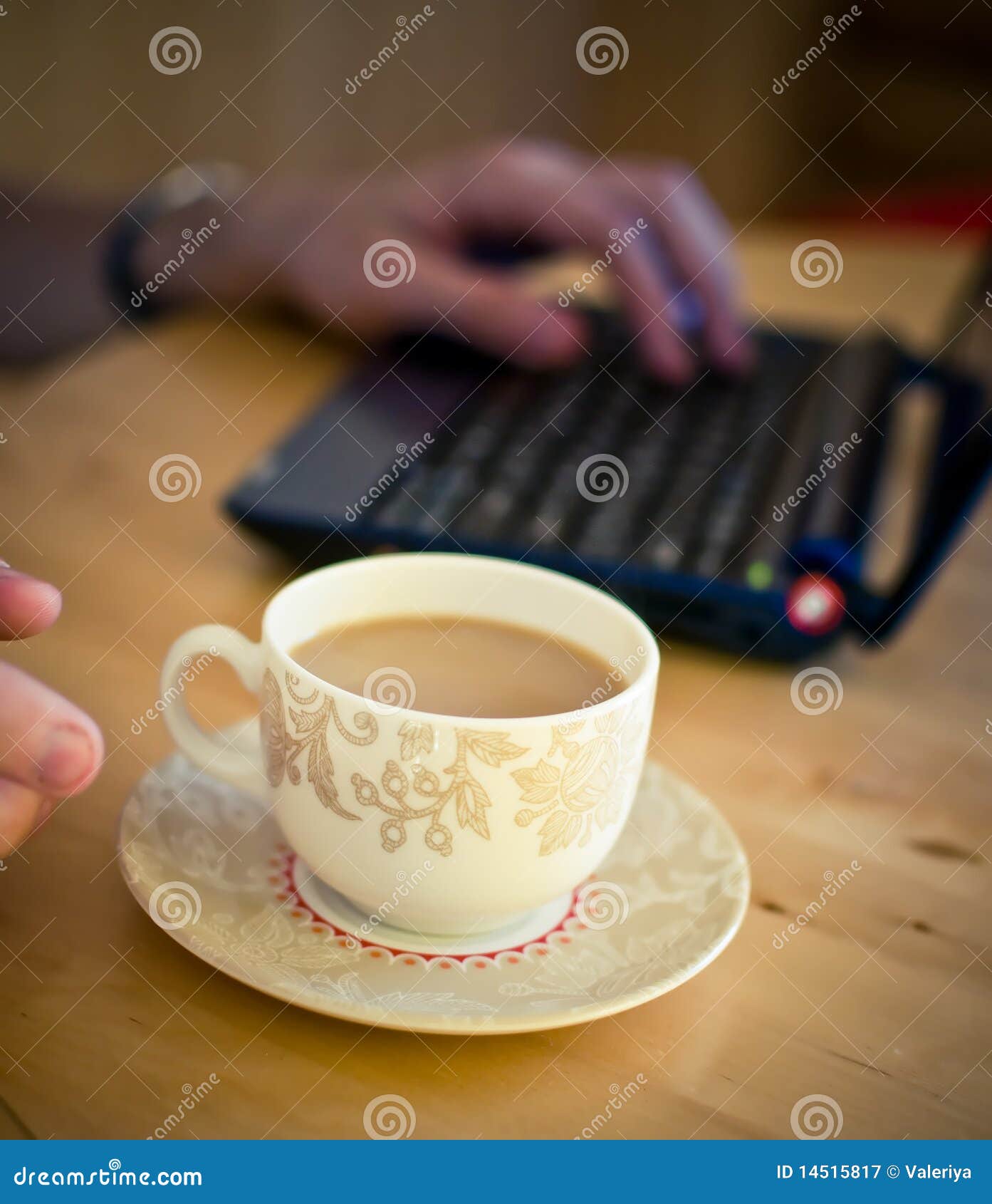 Hand with cup of coffee. stock image. Image of technology - 14515817