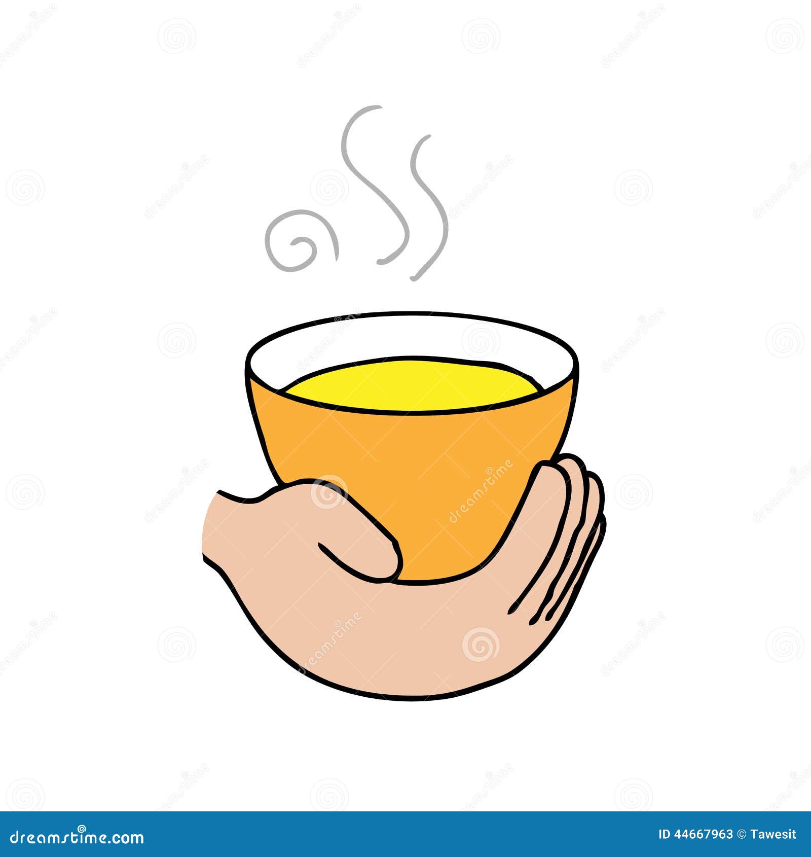 Hand and cup of tea stock vector. Illustration of aroma - 44667963