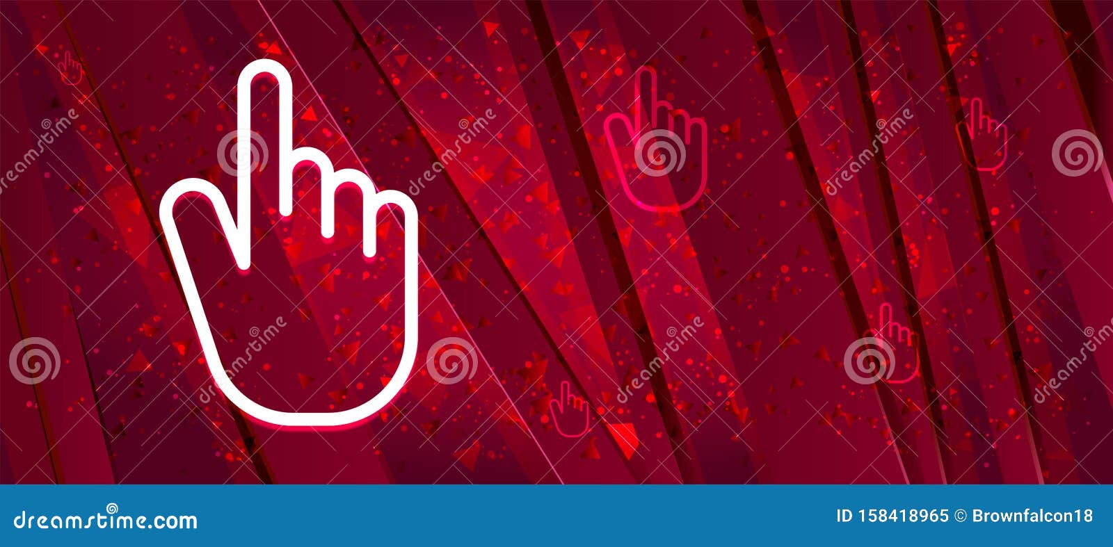 Hand Cursor Click Icon Abstract Design Bright Red Banner Background ...
