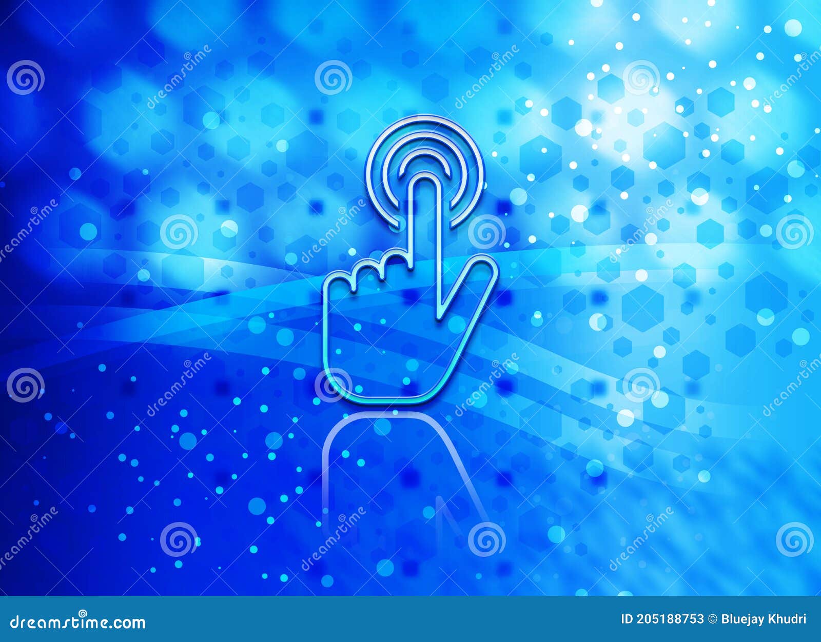 Hand Cursor Click Icon Abstract Light Cyan Blue Hexagon Pattern ...