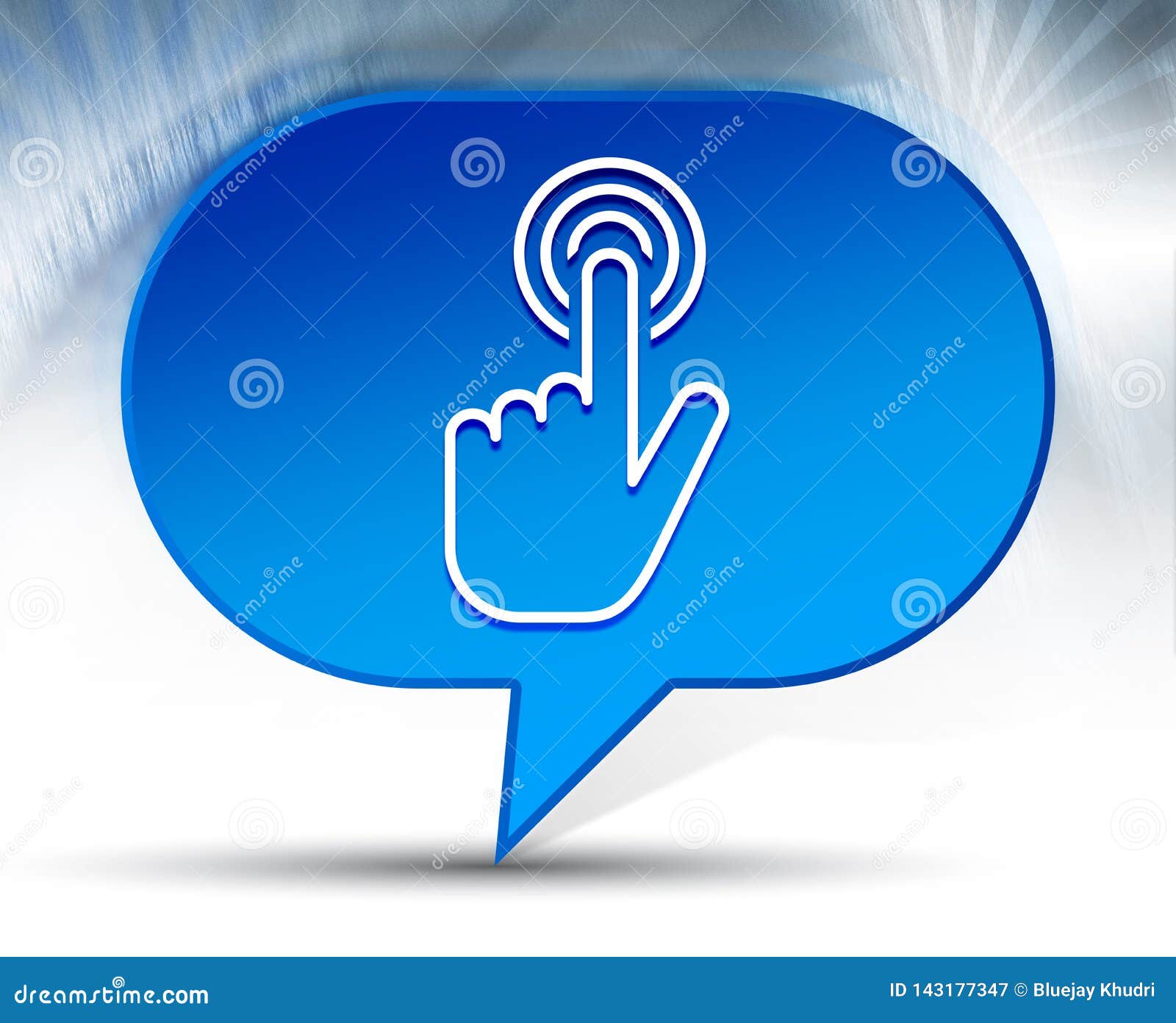 Hand Cursor Click Icon Blue Bubble Background Stock Illustration ...