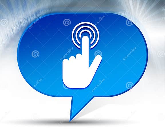 Hand Cursor Click Icon Blue Bubble Background Stock Illustration ...