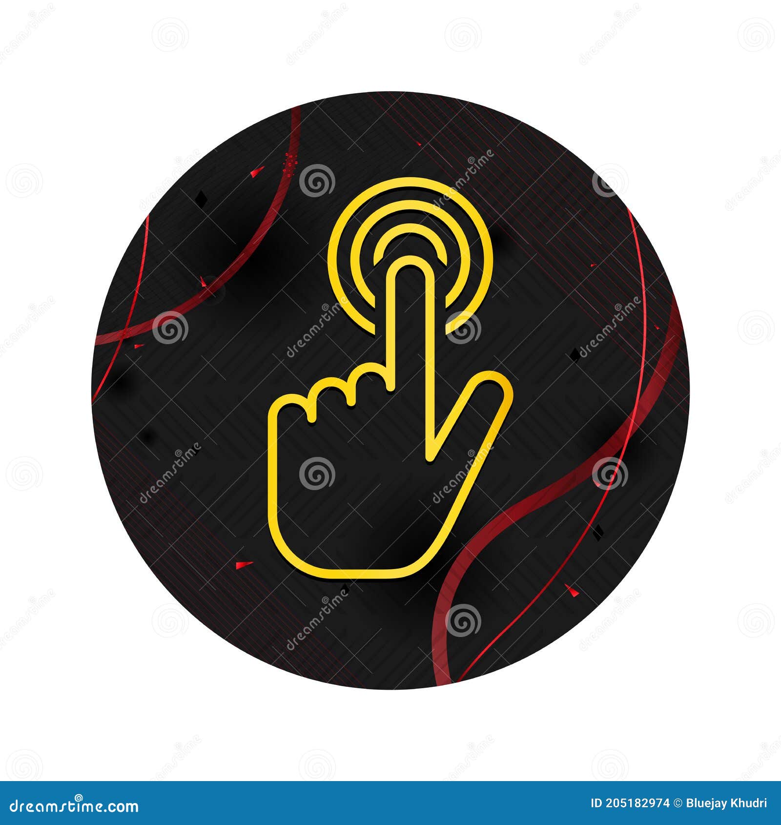 Hand Cursor Click Icon Elegant Black Round Button Stock Vector ...