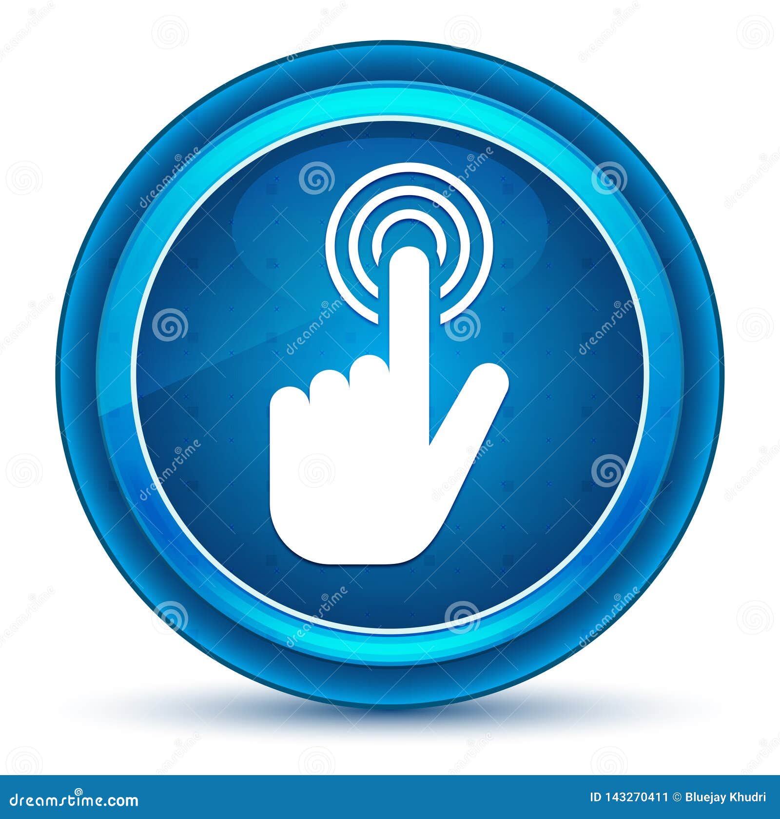 Hand Cursor Click Icon Eyeball Blue Round Button Stock Illustration ...
