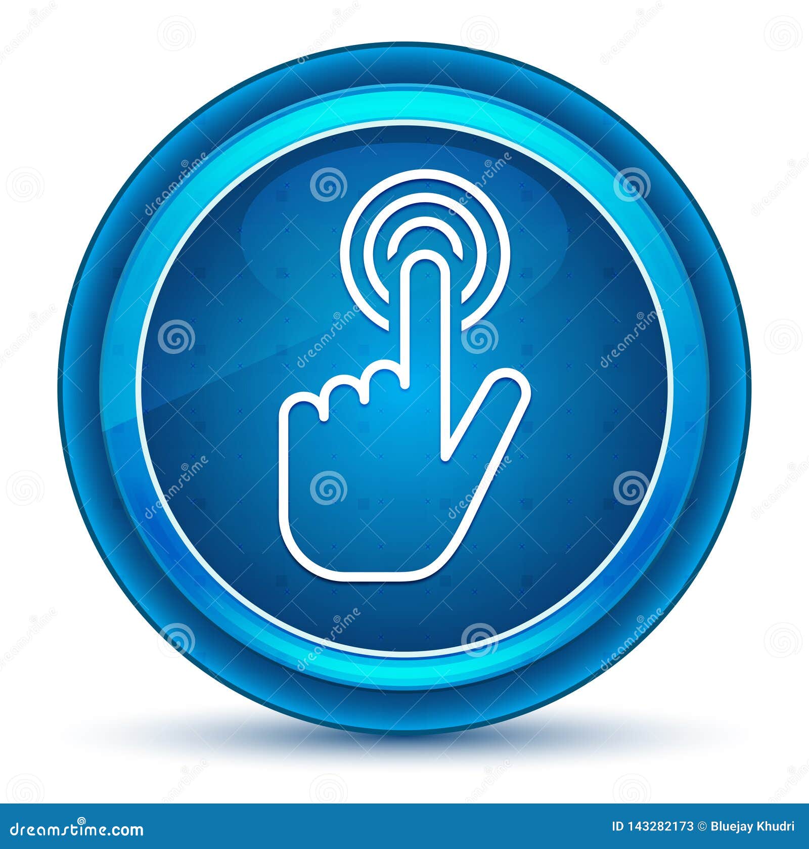 Hand Cursor Click Icon Eyeball Blue Round Button Stock Illustration ...