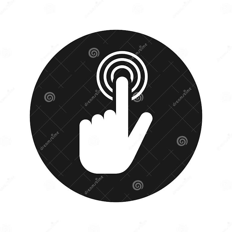 Hand Cursor Click Icon Flat Black Round Button Vector Illustration ...