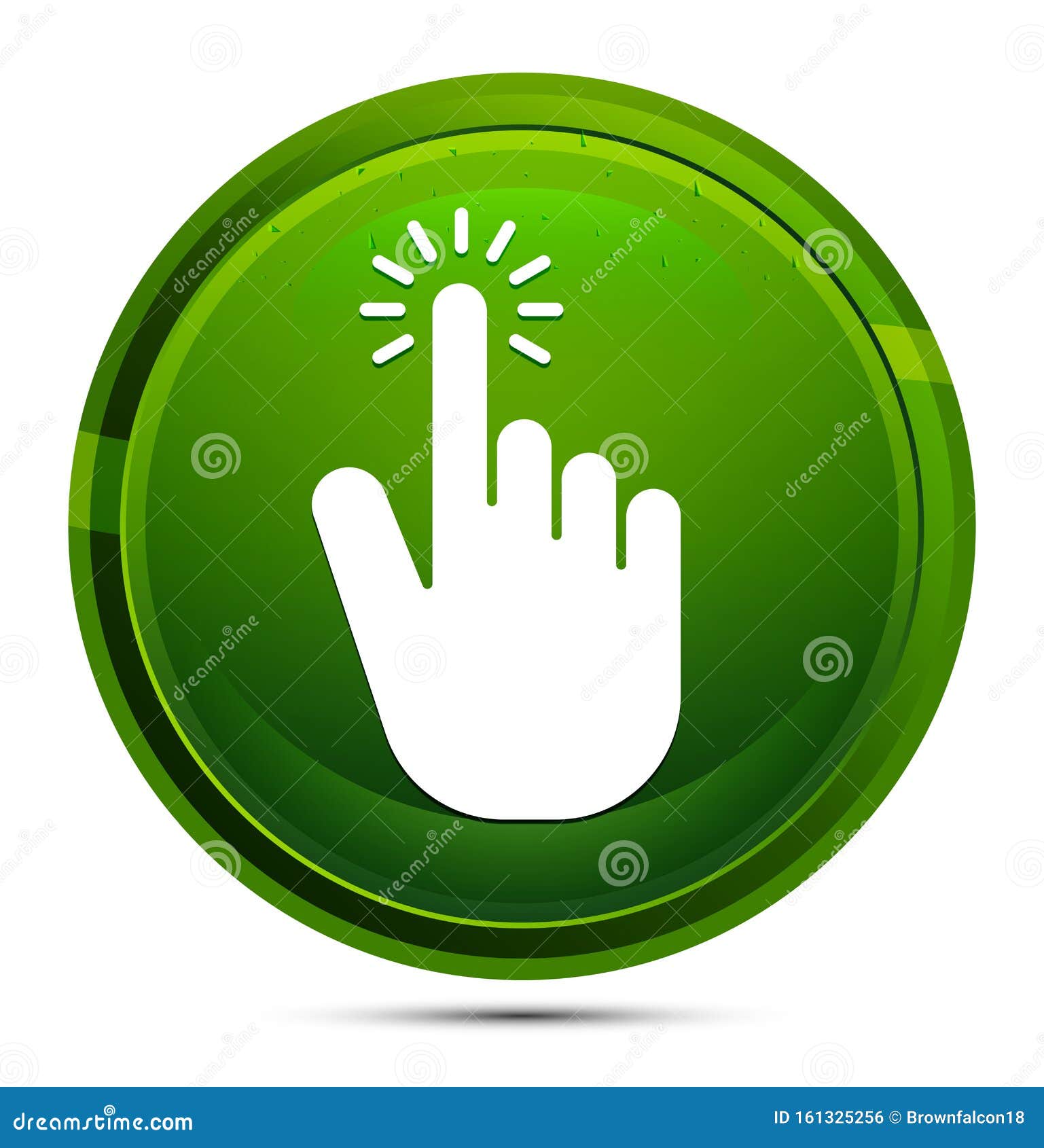 Hand Cursor Click Icon Glassy Green Round Button Illustration Stock ...