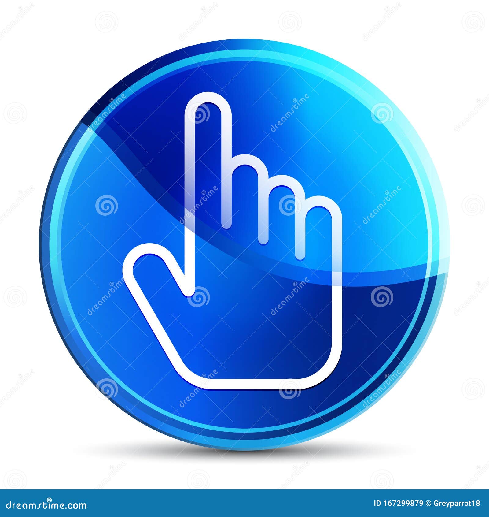 Hand Cursor Click Icon Glassy Vibrant Sky Blue Round Button ...