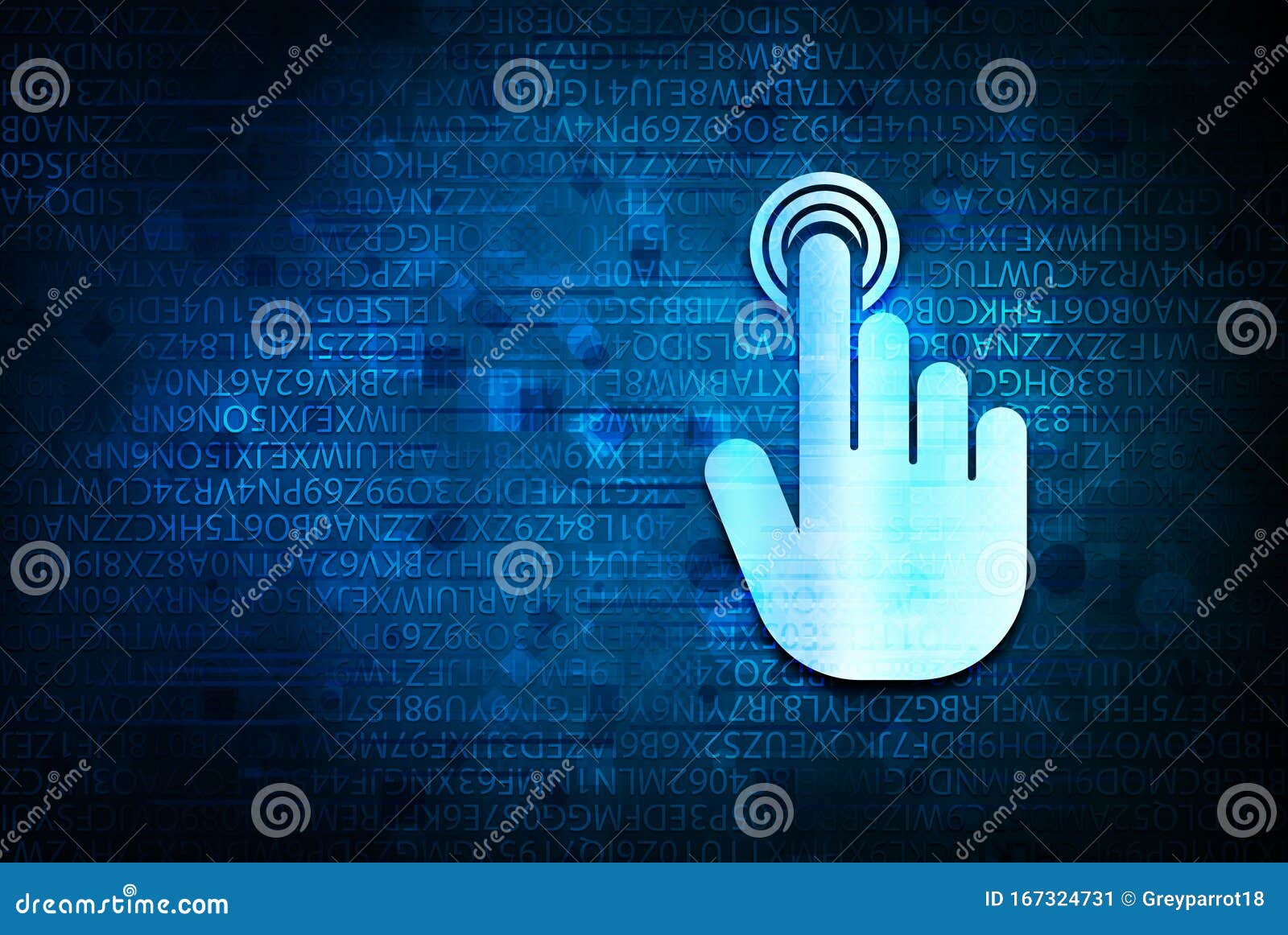 Hand Cursor Click Icon Abstract Blue Background Illustration Design ...