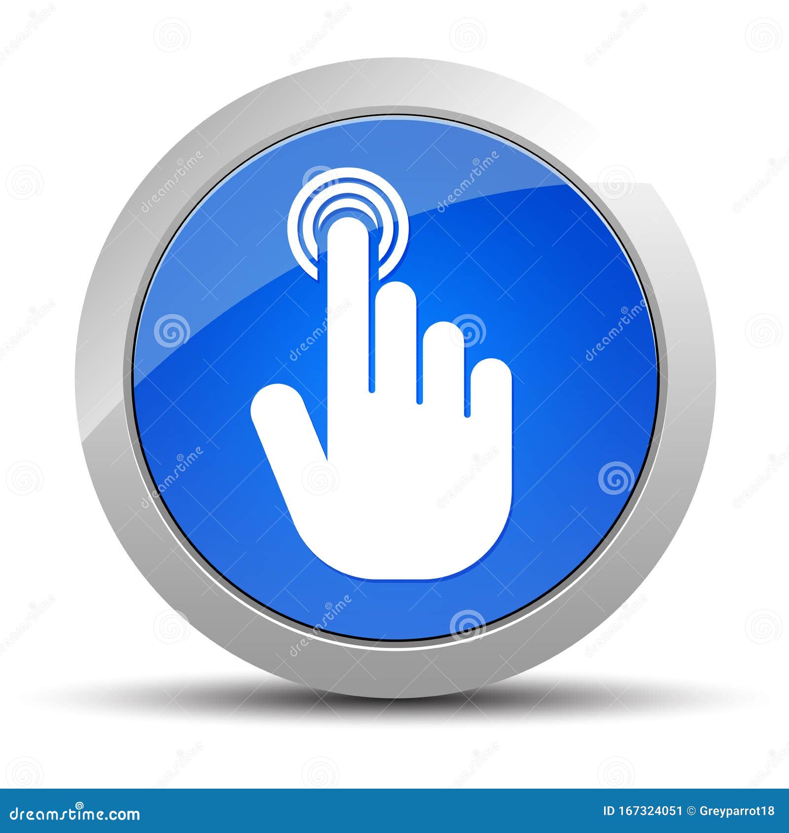 Hand Cursor Click Icon Blue Round Button Illustration Stock ...