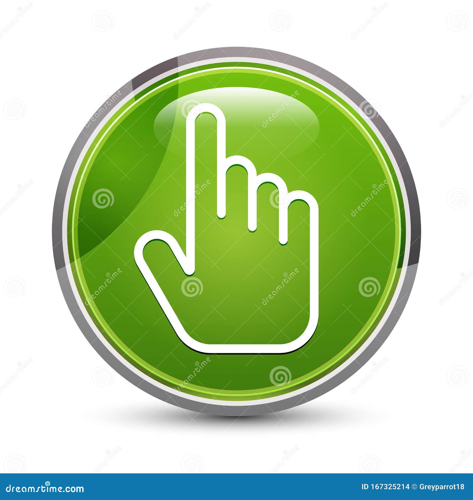 Hand Cursor Click Icon Elegant Green Round Button Vector Illustration ...