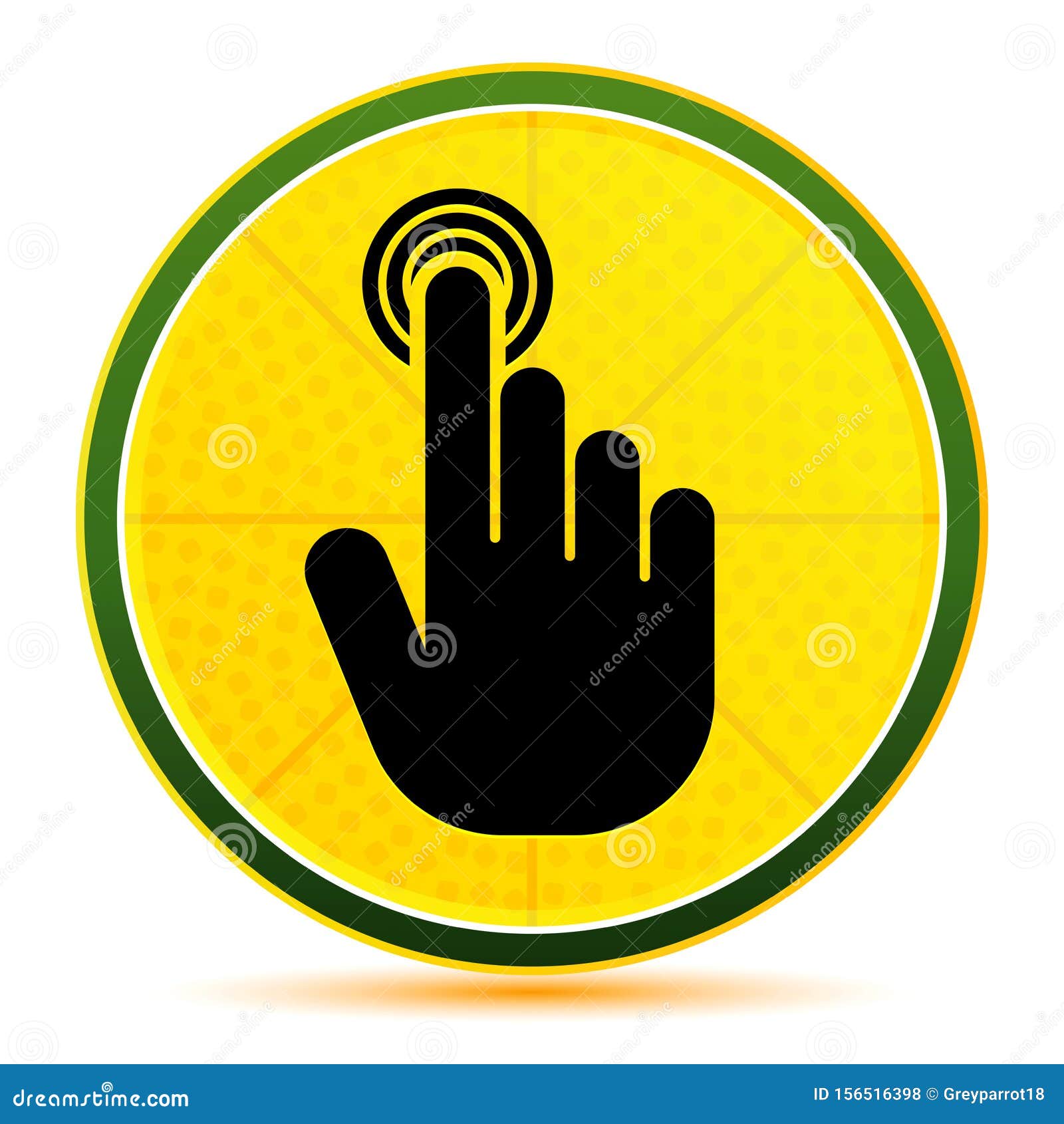 Hand Cursor Click Icon Lemon Lime Yellow Round Button Illustration ...