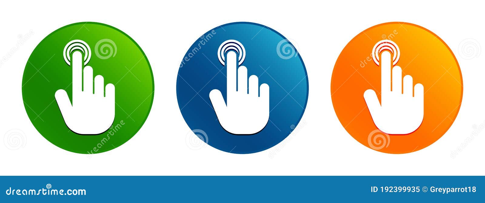 Hand Cursor Click Icon Liquid Design Round Button Set Illustration ...
