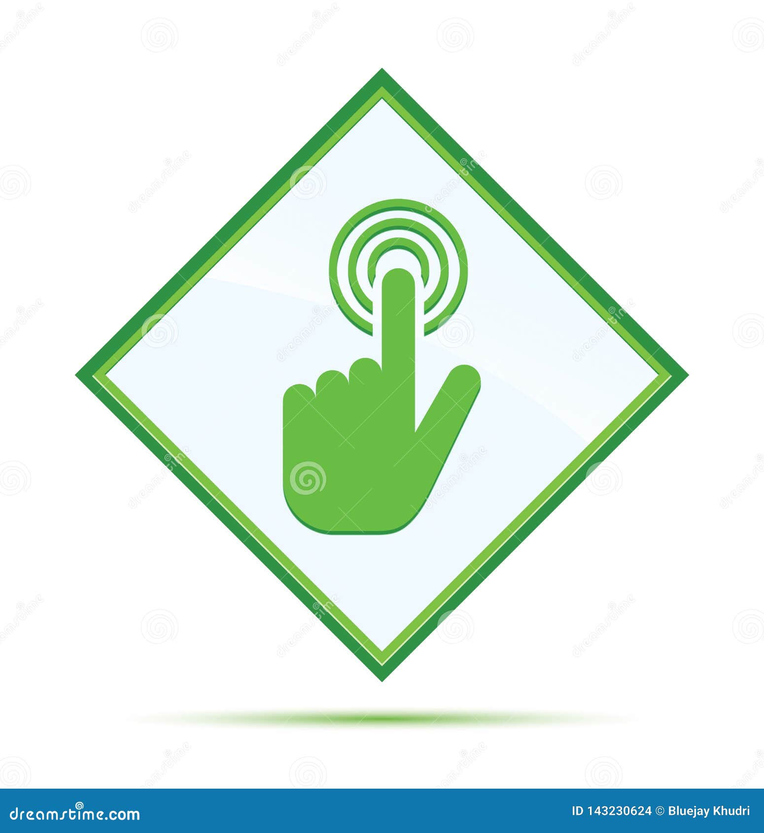 Hand Cursor Click Icon Modern Abstract Green Diamond Button Stock ...