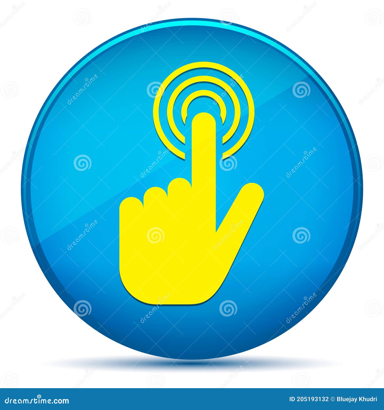 Hand Cursor Click Icon Modern Flat Cyan Blue Round Button Stock ...