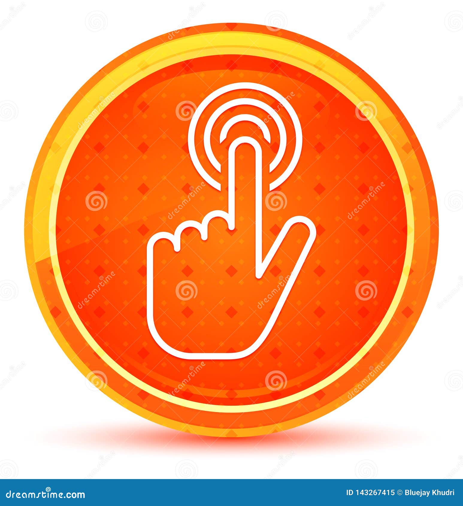 Hand Cursor Click Icon Natural Orange Round Button Stock Illustration ...