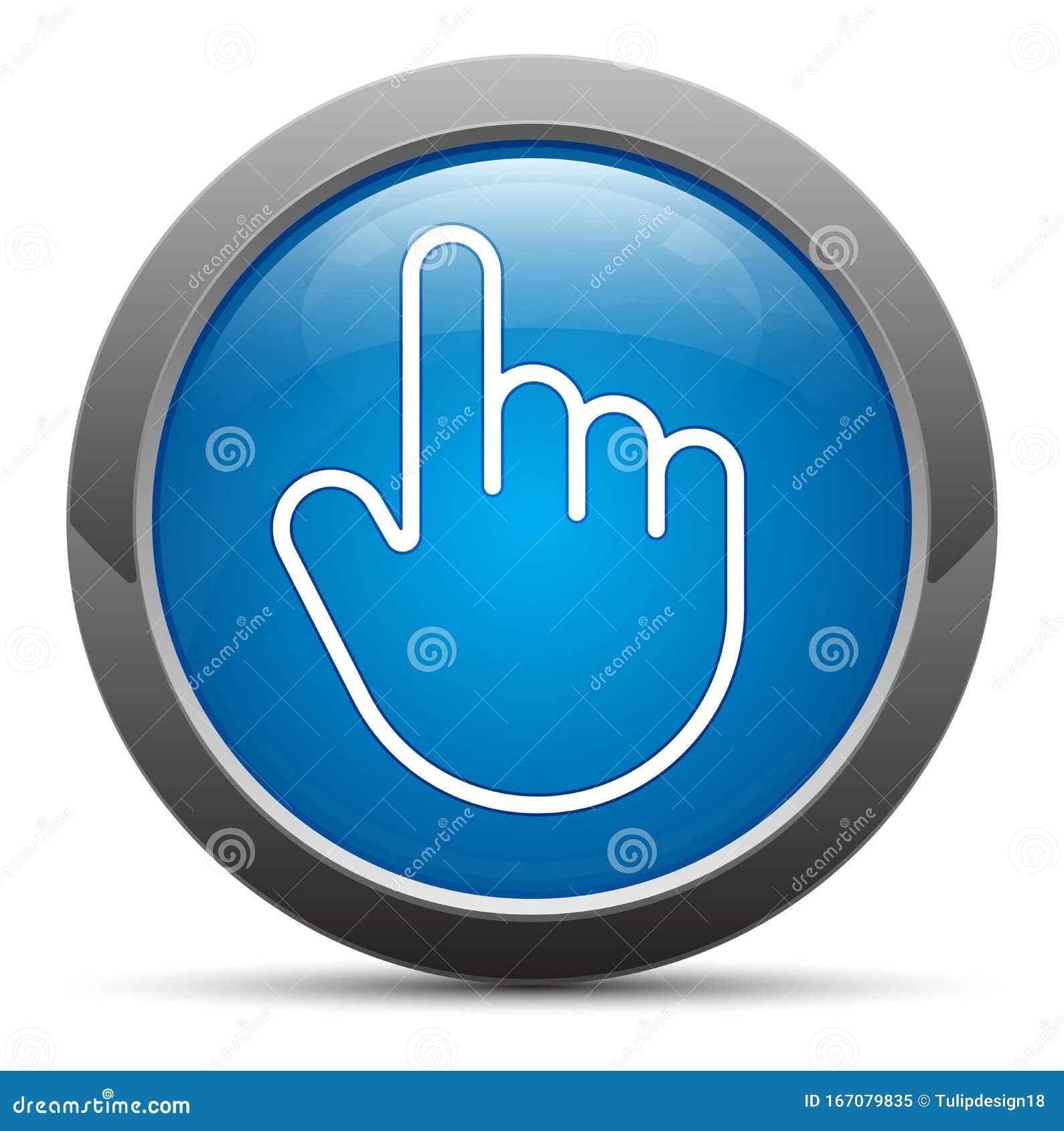 Hand Cursor Click Icon Premium Blue Round Button Vector Illustration ...