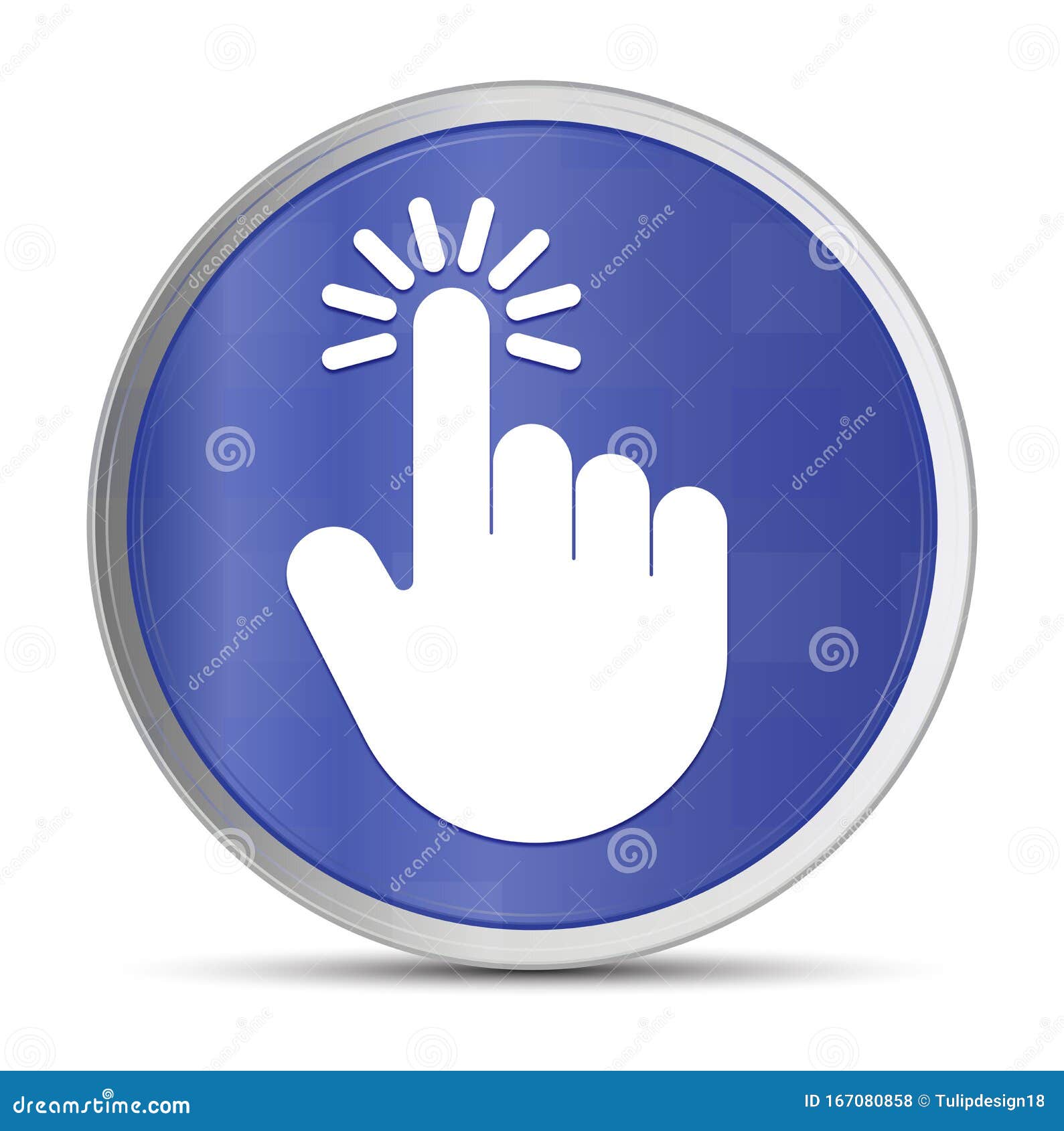Hand Cursor Click Icon Prime Blue Round Button Vector Illustration ...