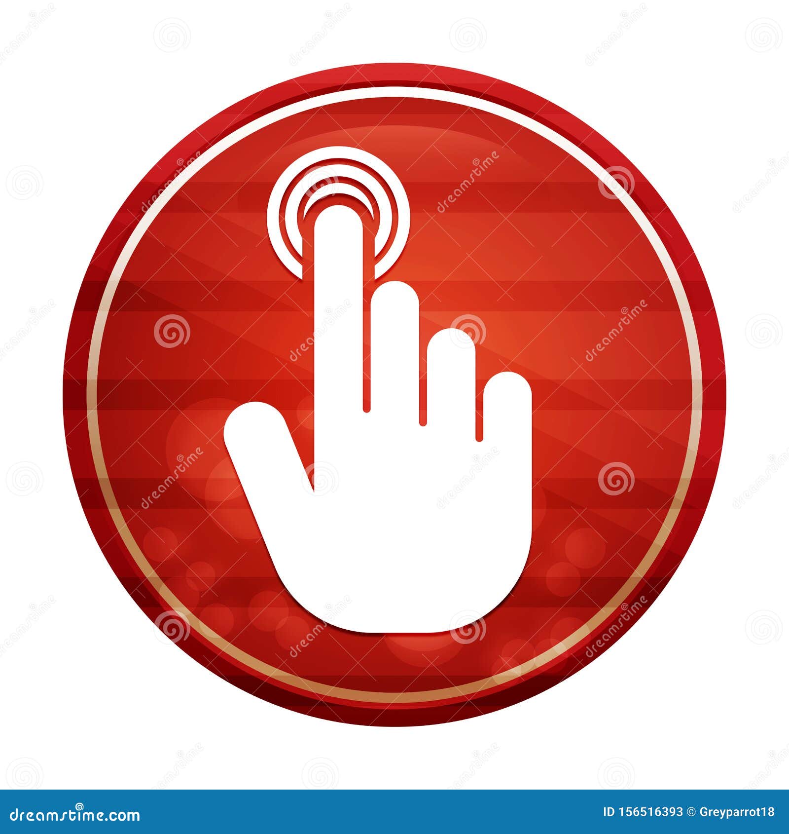 Hand Cursor Click Icon Realistic Diagonal Motion Red Round Button ...
