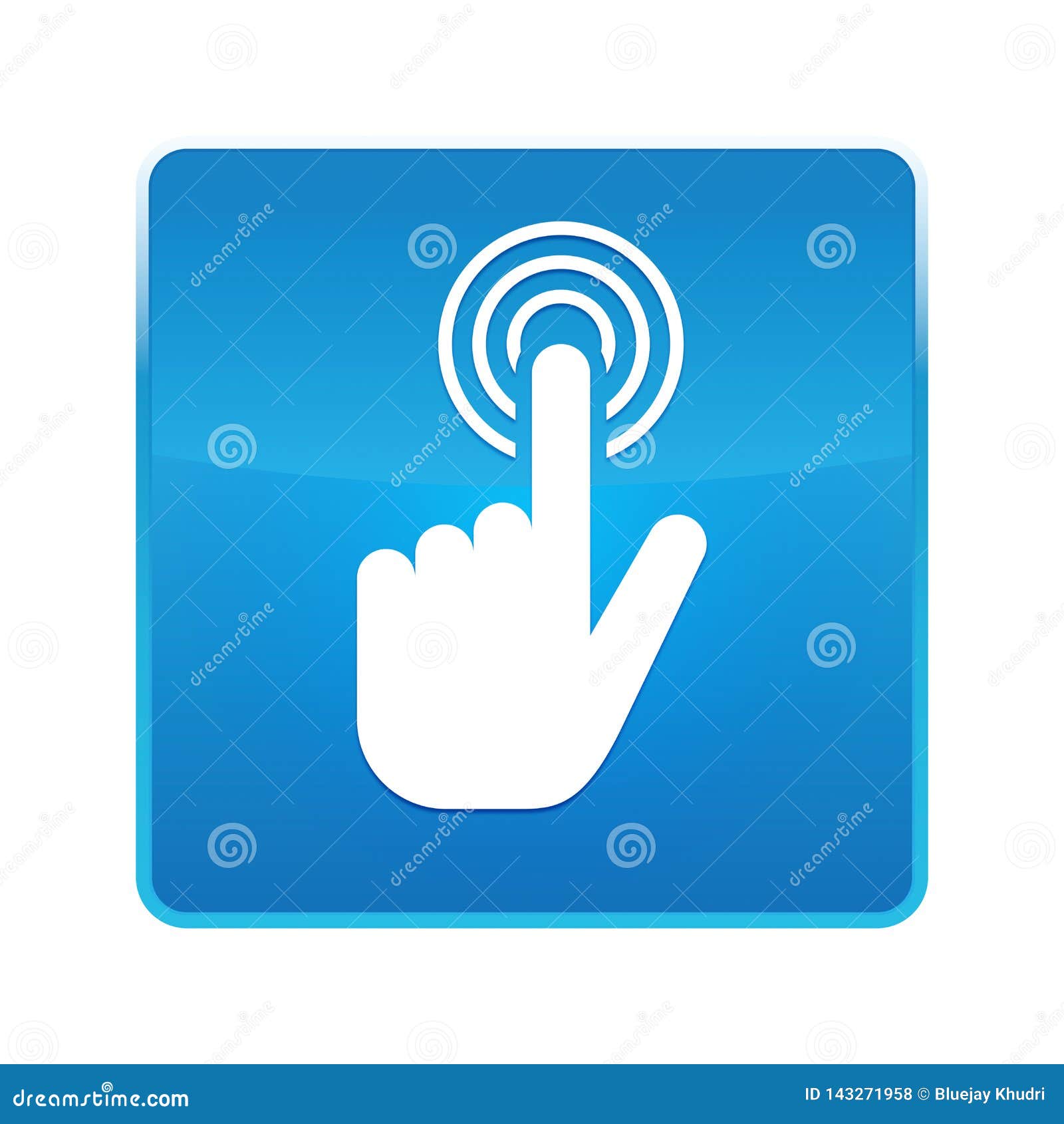 Hand Cursor Click Icon Shiny Blue Square Button Stock Illustration ...