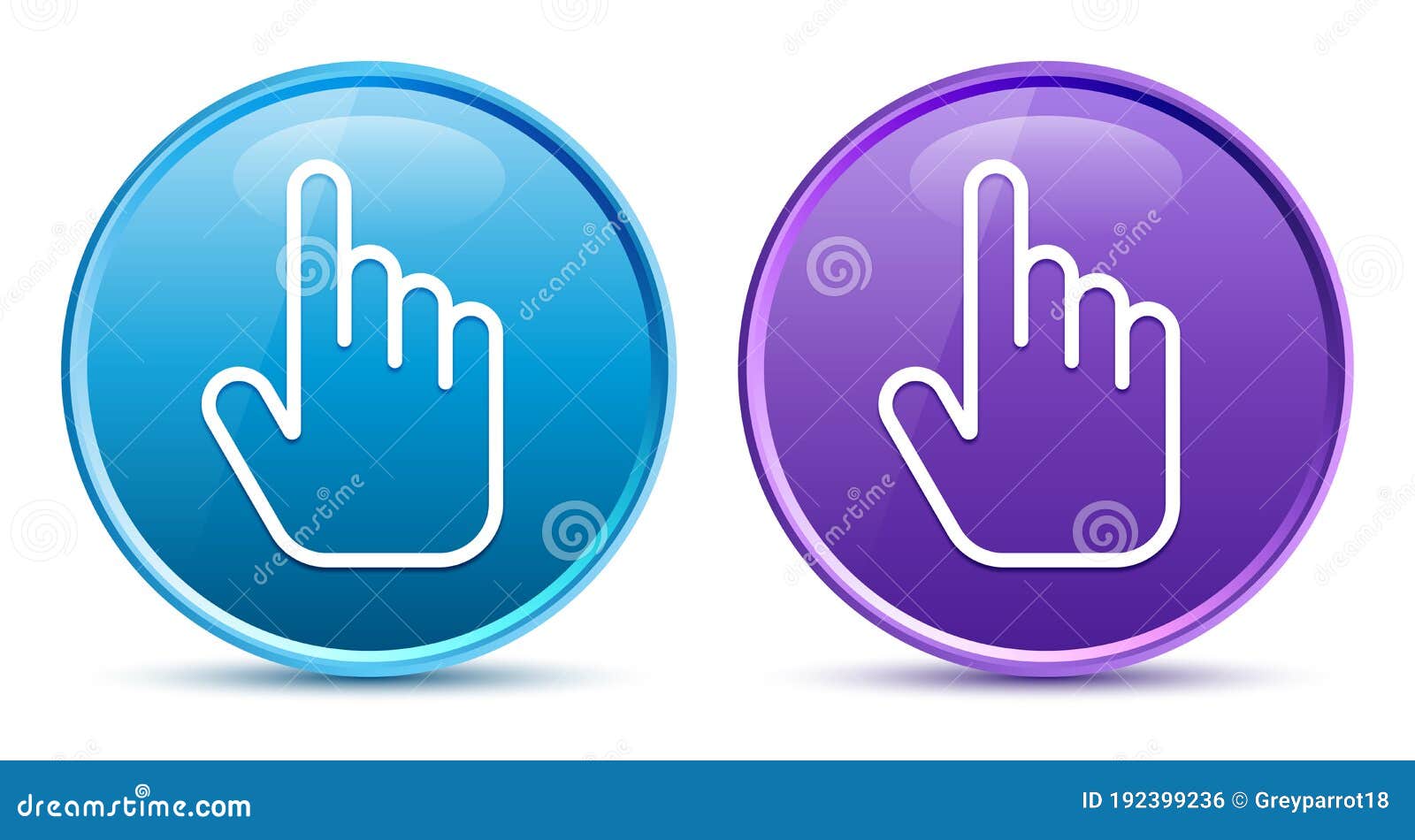 Hand Cursor Click Icon Sleek Soft Round Button Set Illustration Stock ...