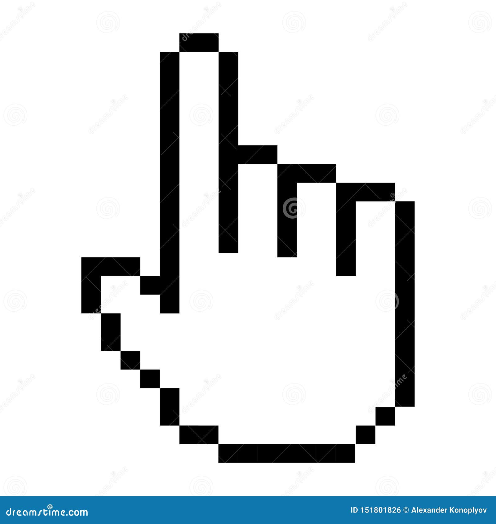 Hand Cursor Click Symbol, Digital Pixel Button Vector Illustration ...