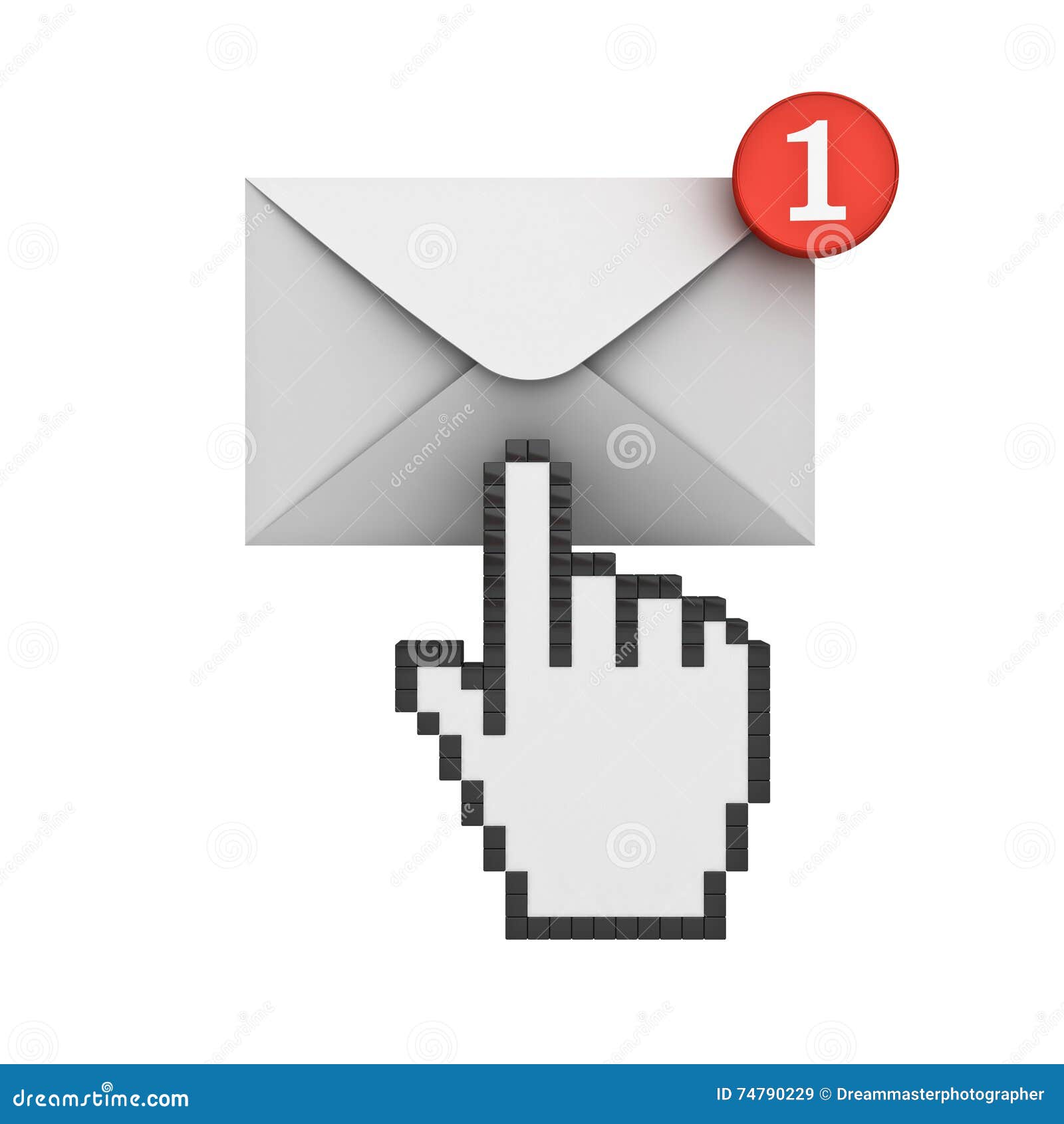Hand Cursor Clicking E Mail Notification One New Email Message in the ... Hand Cursor Clicking E Mail Notification One New Email Message in the ...