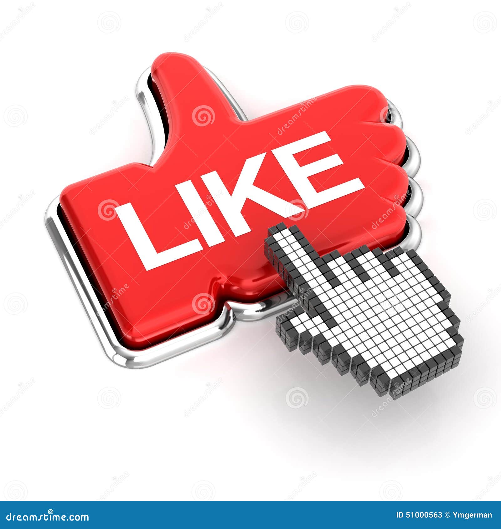 Hand Cursor Clicking a Red Like Button Stock Illustration ...