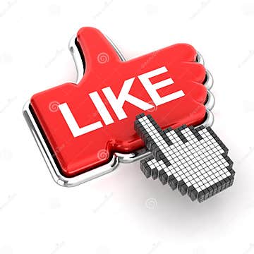 Hand Cursor Clicking a Red Like Button Stock Illustration ...