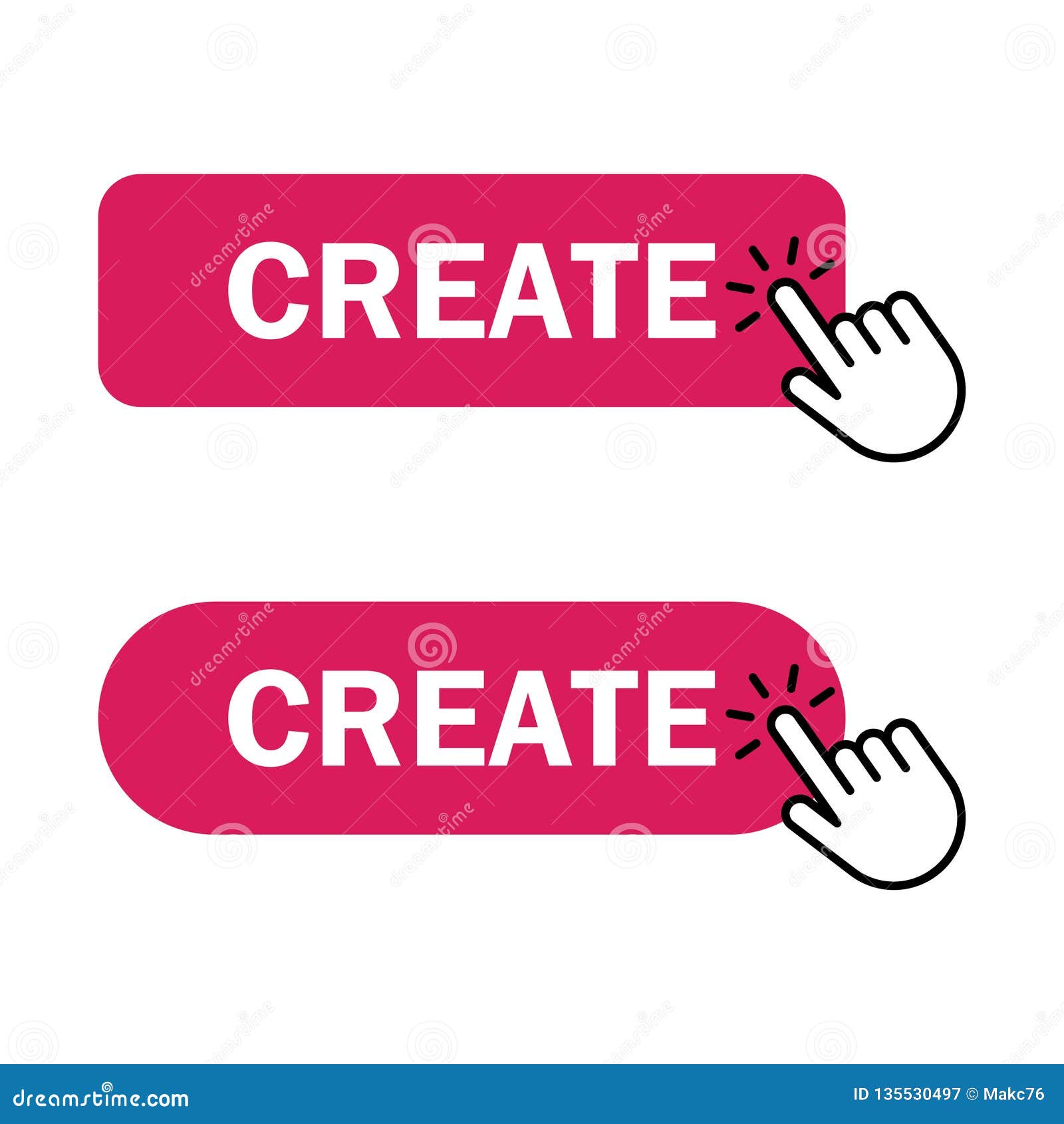 Hand Cursor Clicks Create Button Stock Vector - Illustration of design ...