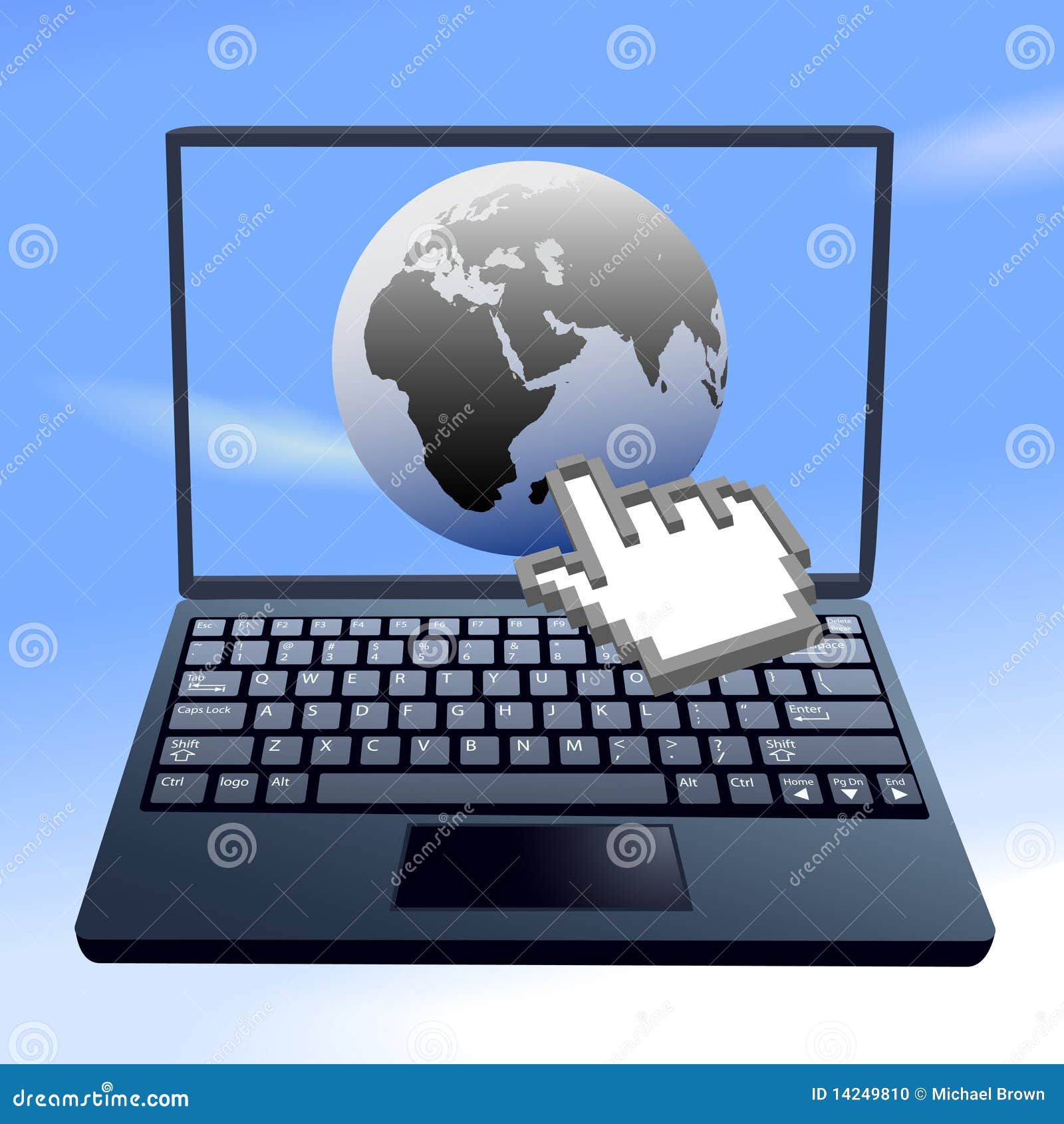 Internet World Wide Web Concept. Hand Cursor And Earth Globe Royalty ...