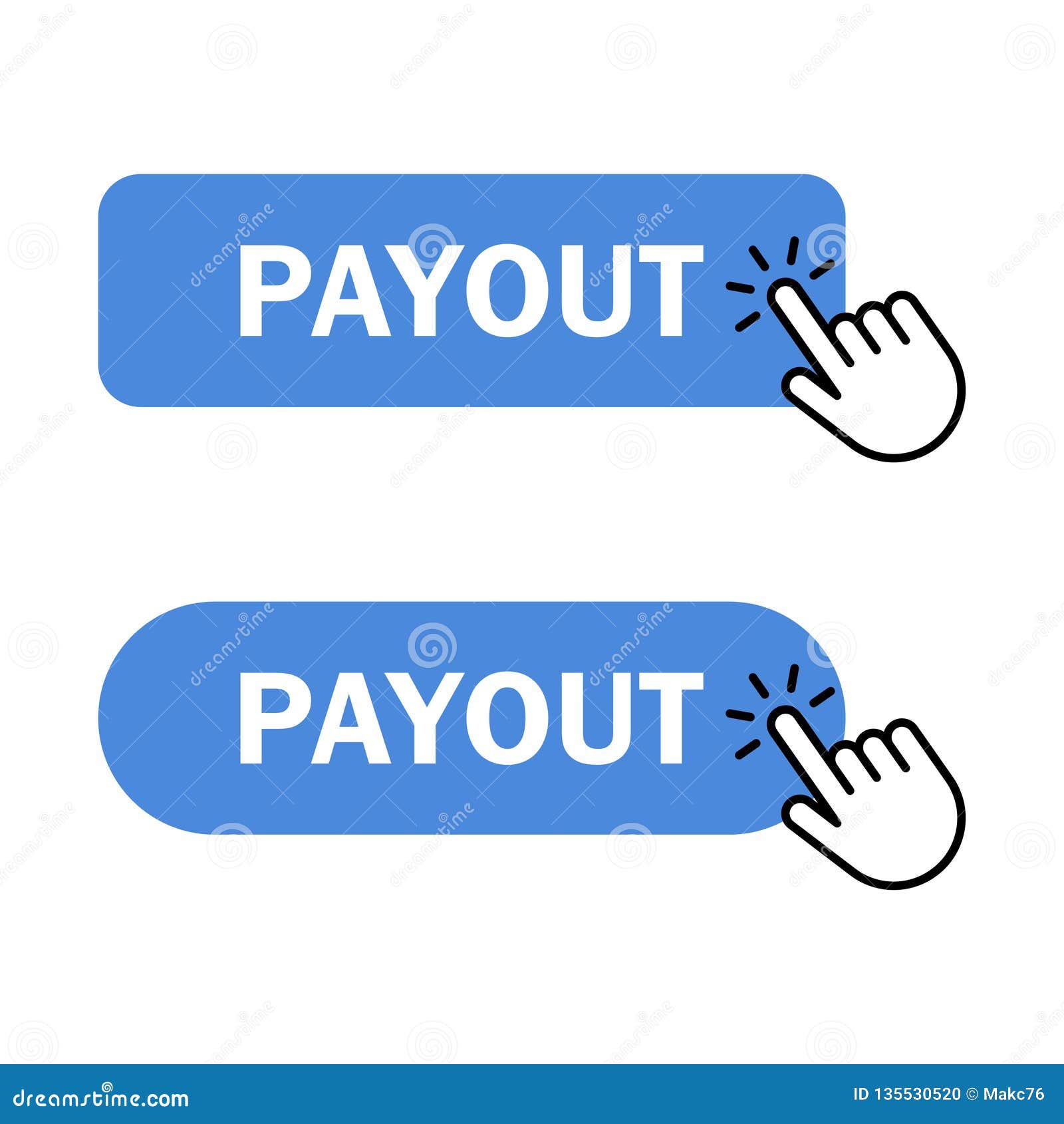 Payout Button Line And Glyph Icon. Hand And Pay Button Vector ...