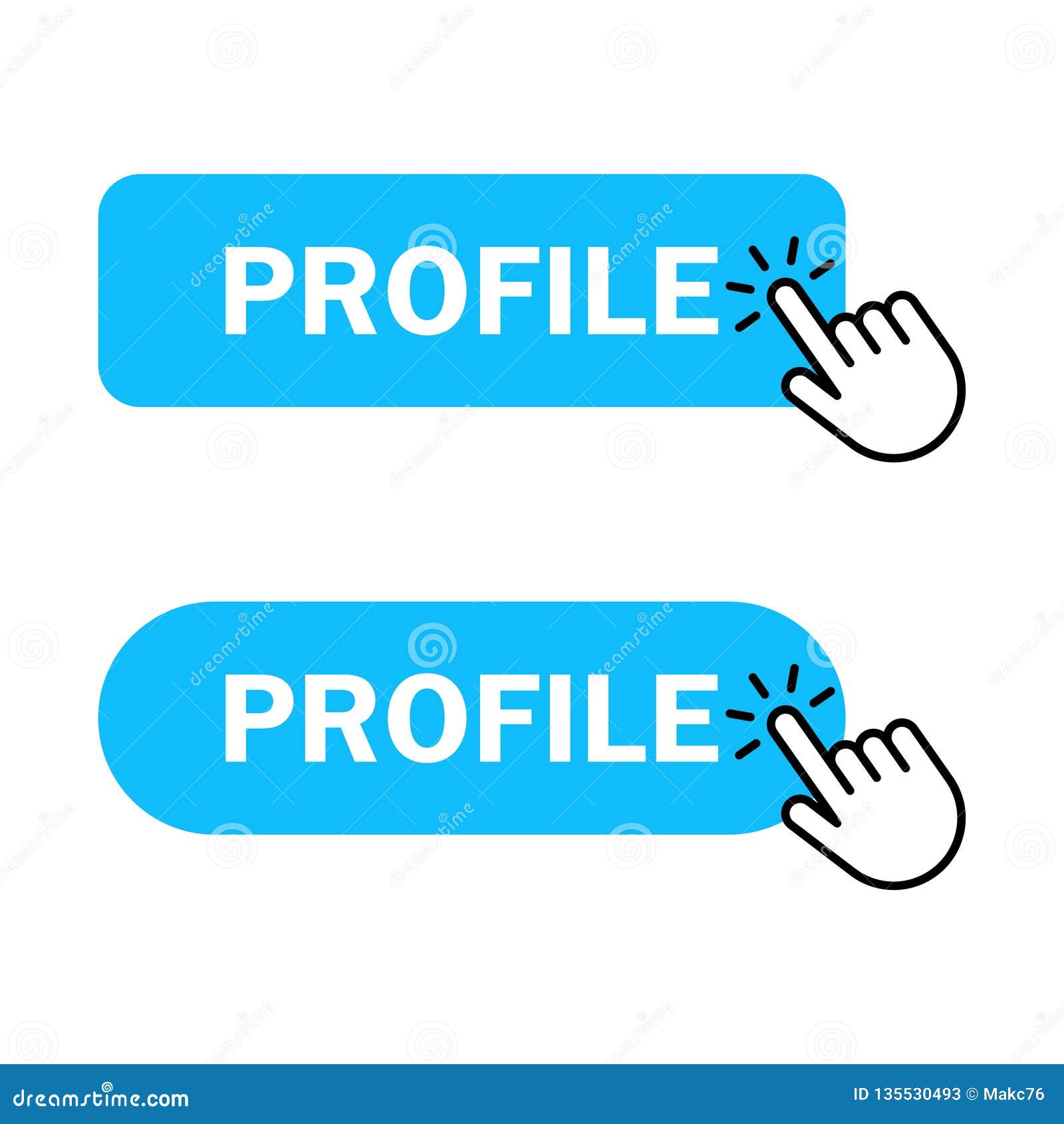 Hand Cursor Clicks Profile Button Stock Vector - Illustration of vector ...