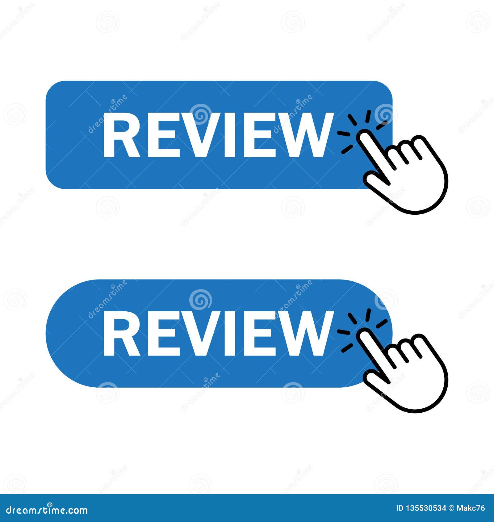 Hand Cursor Clicks Review Button Stock Vector - Illustration of review ...