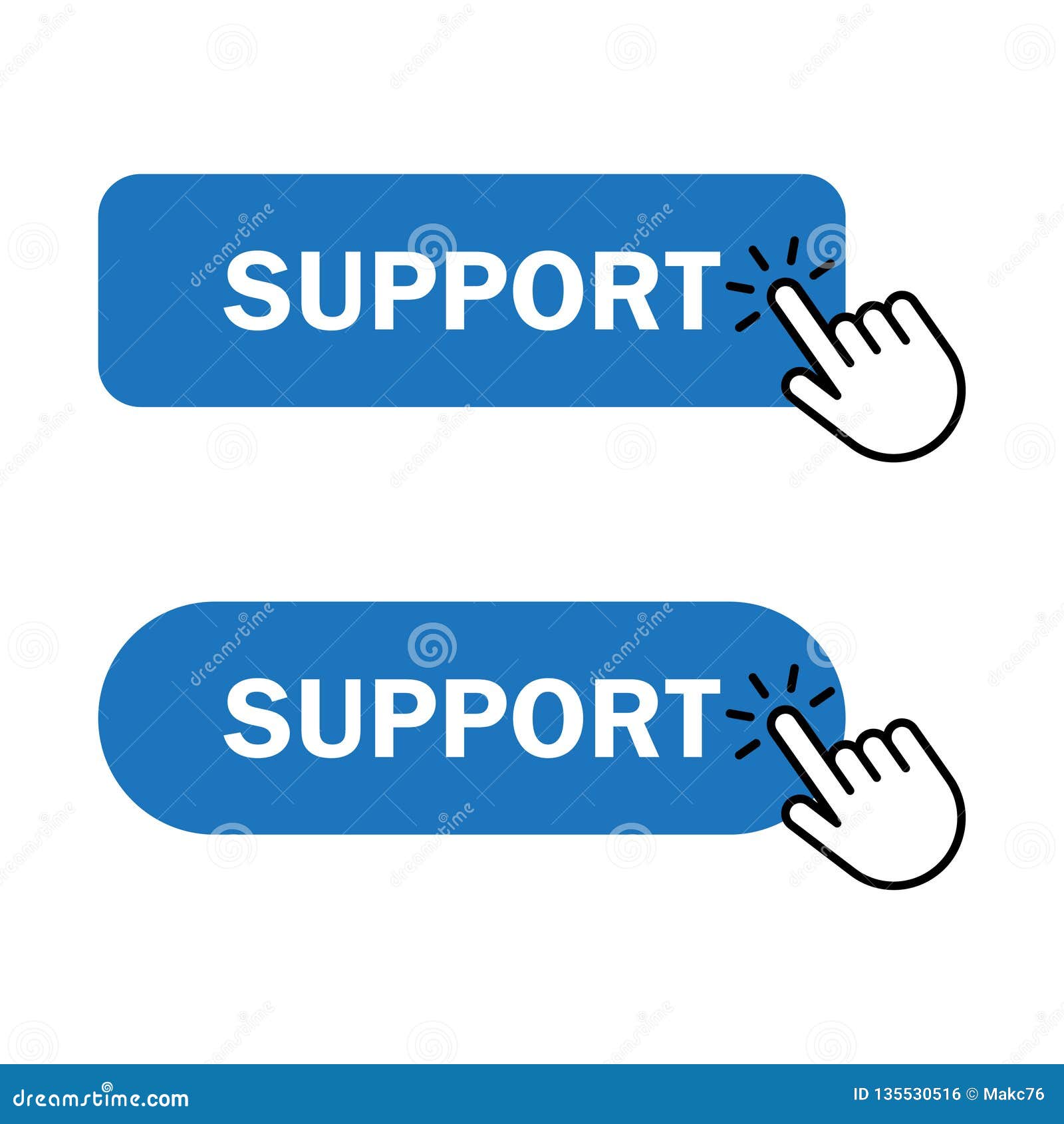Hand Cursor Clicks Support Button Stock Vector - Illustration of ...
