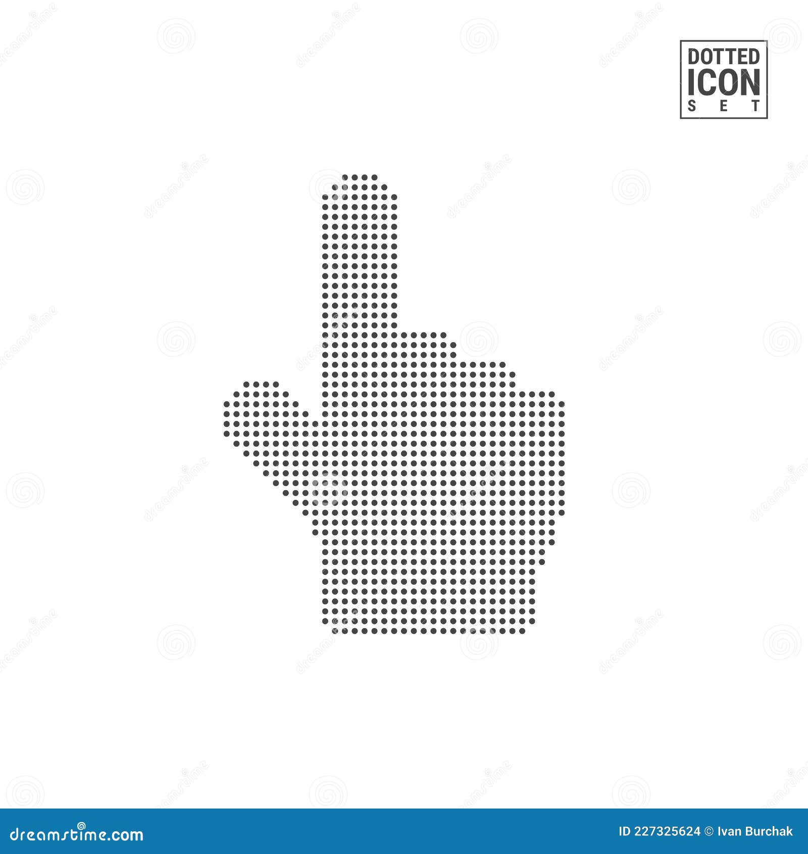 Hand Cursor Dot Pattern Icon. Hand Cursor Dotted Icon Isolated on White ...