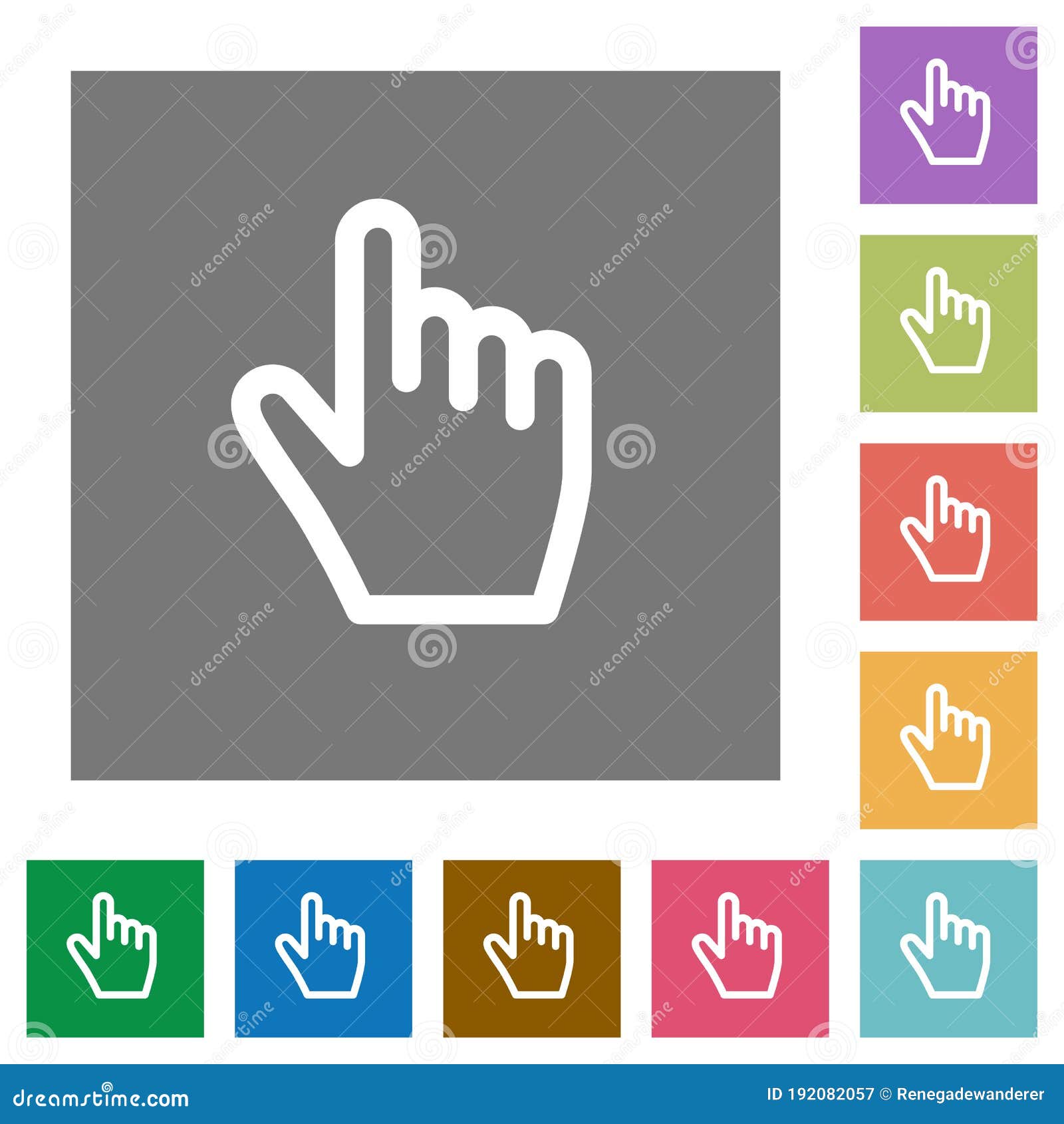 Hand Cursor Square Flat Icons Stock Vector - Illustration of choice ...