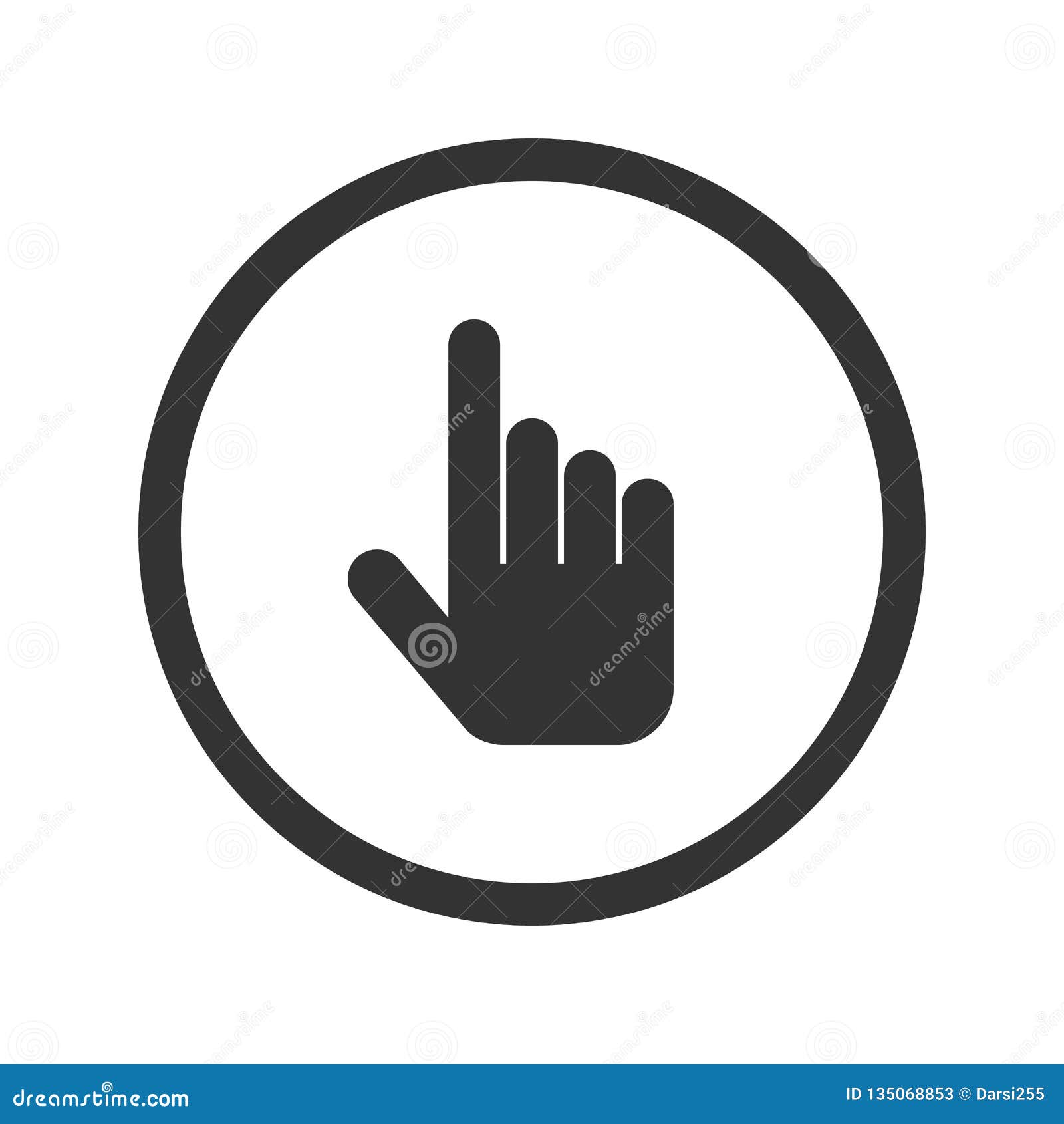 Hand Cursor Icon, Black Isolated on White Background, Vector ...