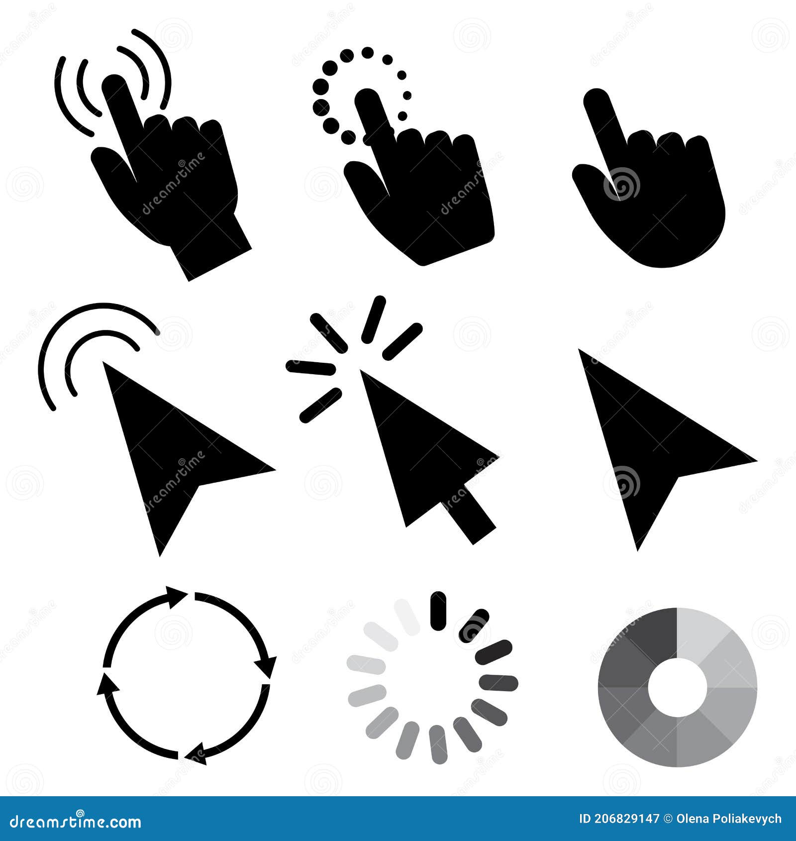 Hand Cursor Icon. Internet Technology. Click Arrow. Push Touch Screen ...