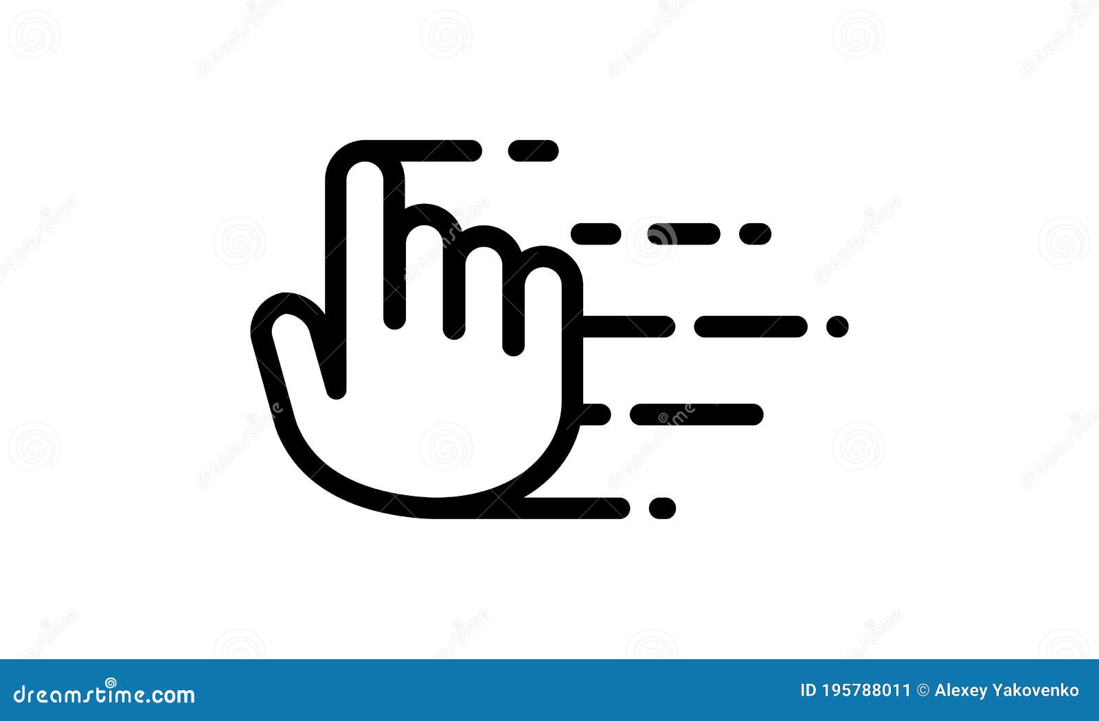 Hand Cursor Icon with Motion Lines. Vector on Isolated White Background ...